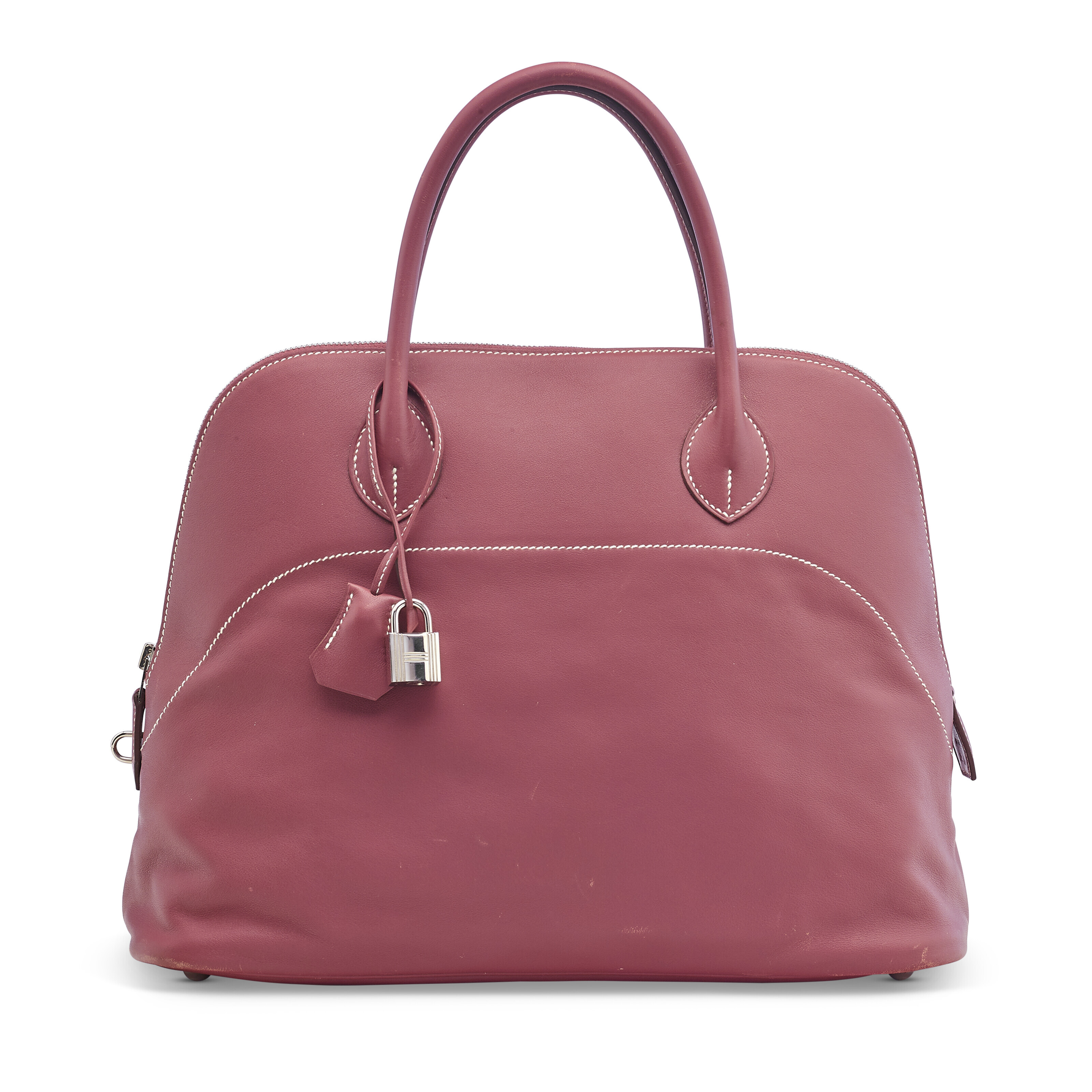 A BOIS DE ROSE SWIFT LEATHER BOLIDE 37 WITH PALLADIUM HARDWARE, HERMÈS ...