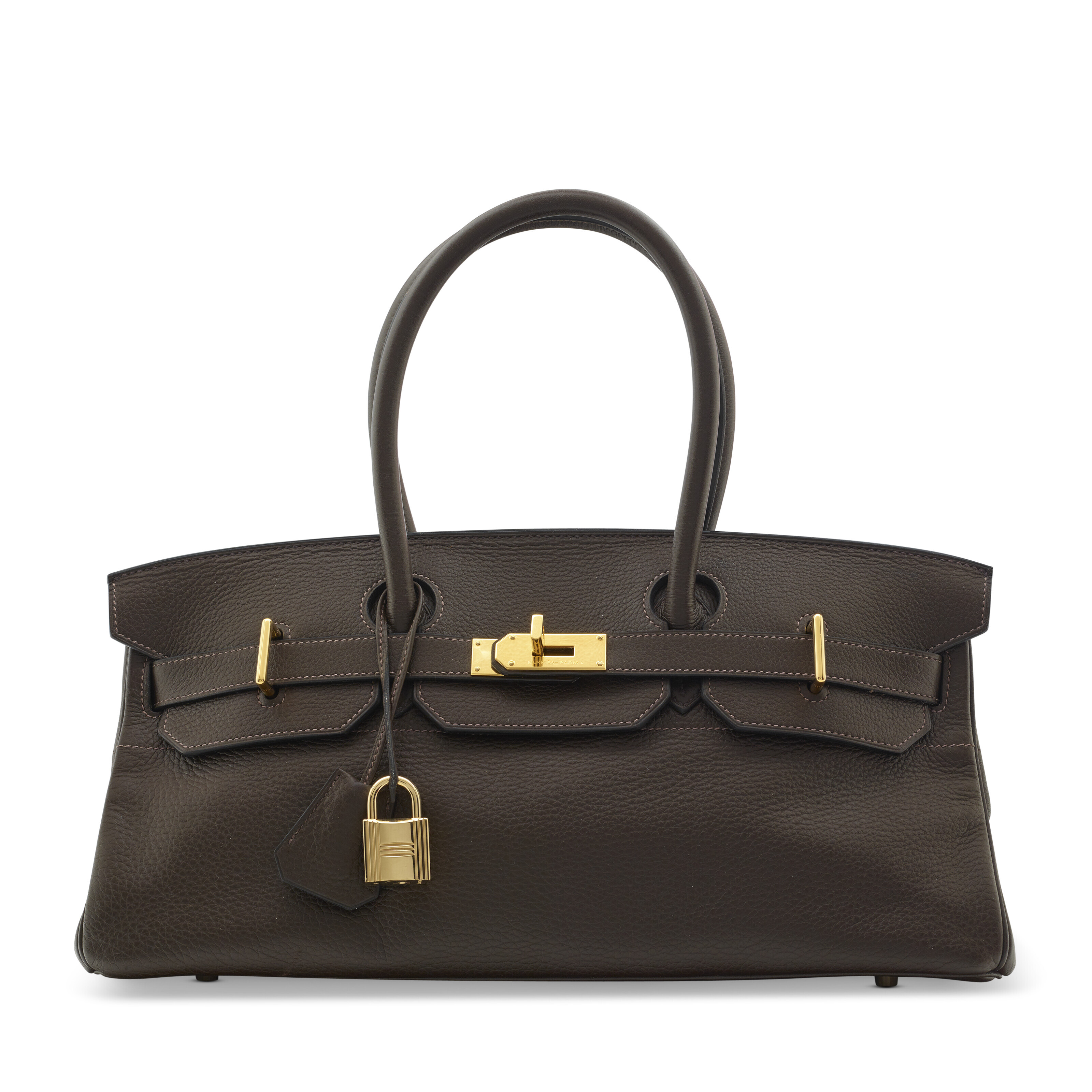 AN ÉBÈNE CLÉMENCE LEATHER JPG SHOULDER BIRKIN 42 WITH GOLD HARDWARE ...