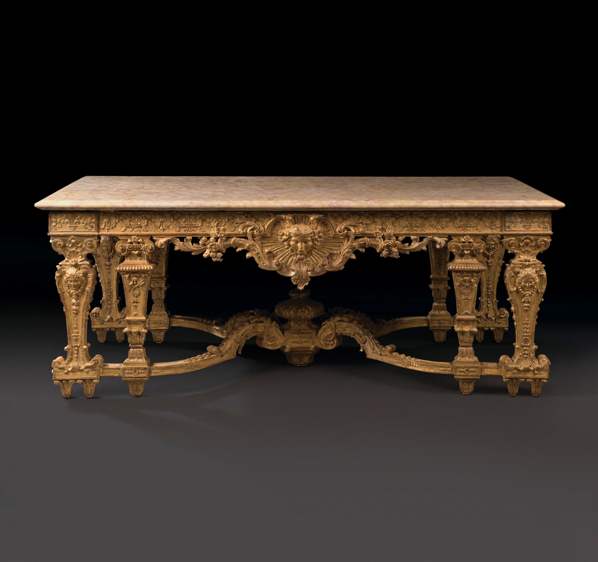 A ROYAL LOUIS XIV GILTWOOD CONSOLE TABLE