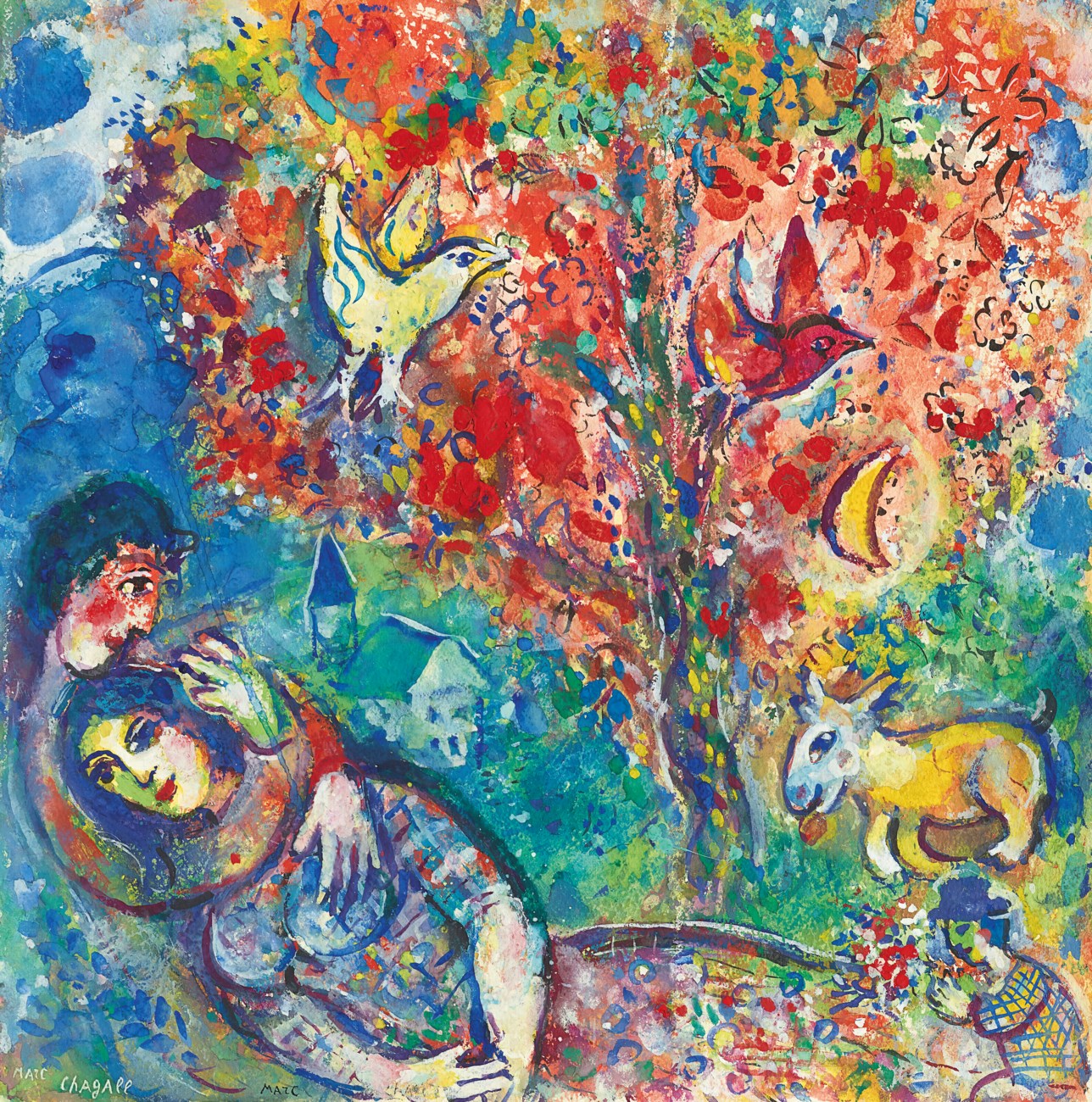 MARC CHAGALL (1887-1985), Couple sous l’arbre ou Les amoureux | Christie's