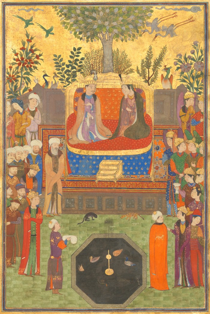 BAYSUNGHUR IN THE GUISE OF SOLOMON WITH THE QUEEN OF SHEBA, TIMURID HERAT, MID-15TH CENTURY ...