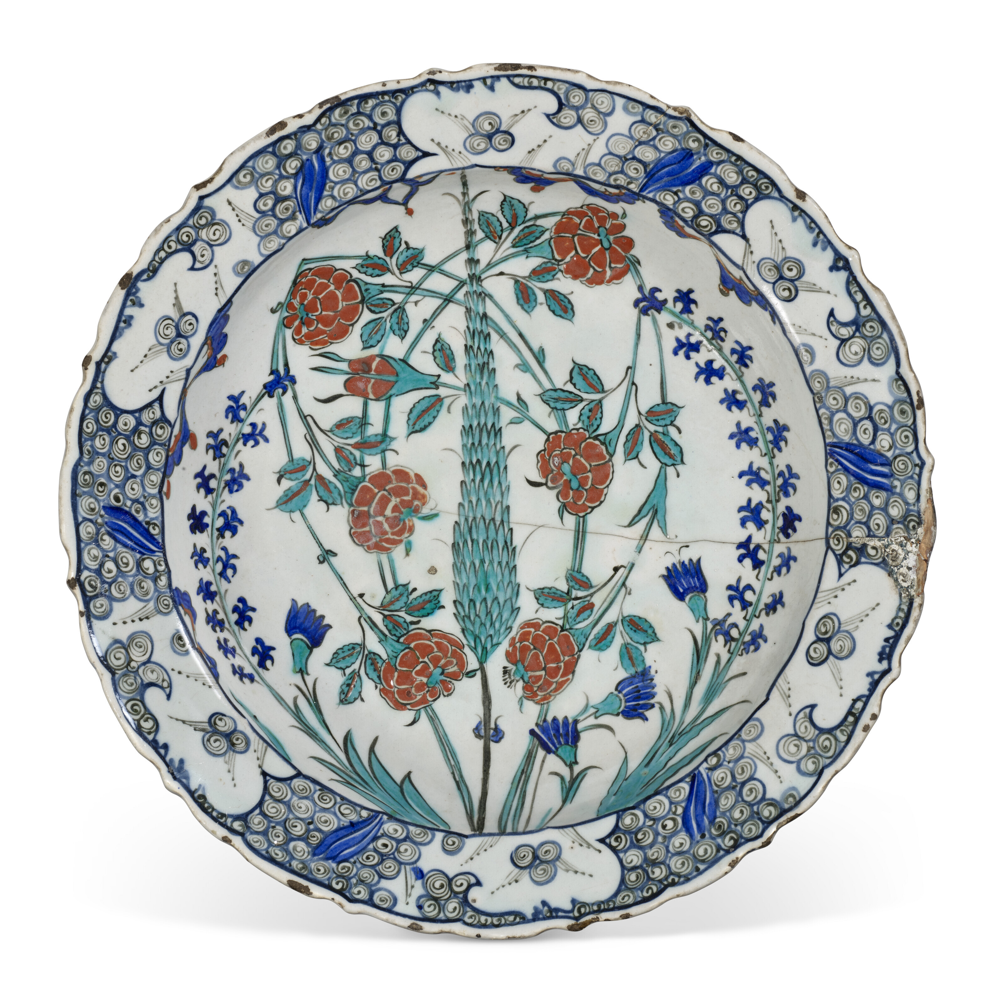 AN IZNIK BLUE AND WHITE POTTERY BOWL, OTTOMAN TURKEY, CIRCA 1530 ...
