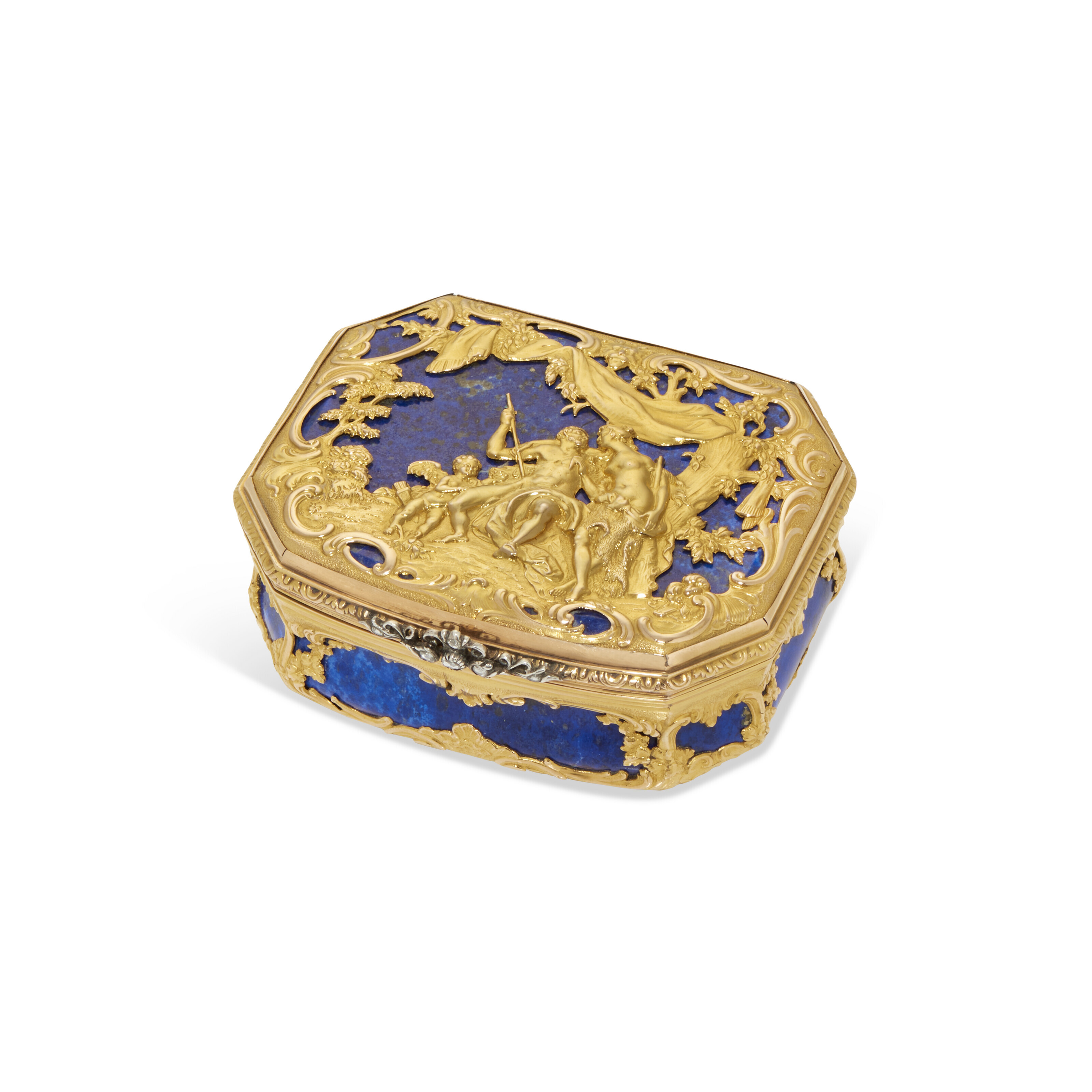 A GERMAN GOLD-MOUNTED LAPIS-LAZULI SNUFF-BOX, BERLIN, CIRCA 1765; WITH ...