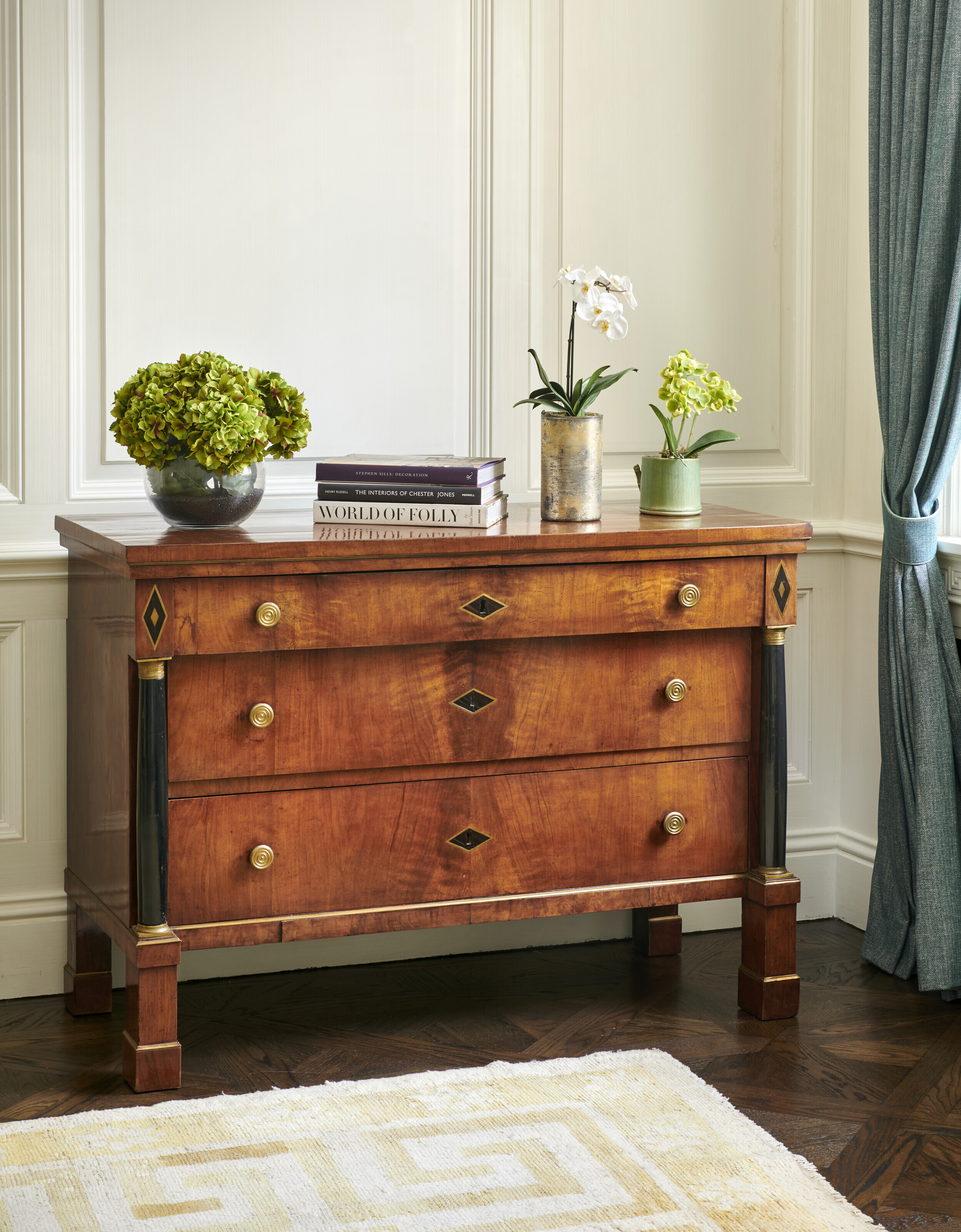 A PAIR OF NORTH ITALIAN BRASS-INLAID, EBONY, EBONISED AND WALNUT ...