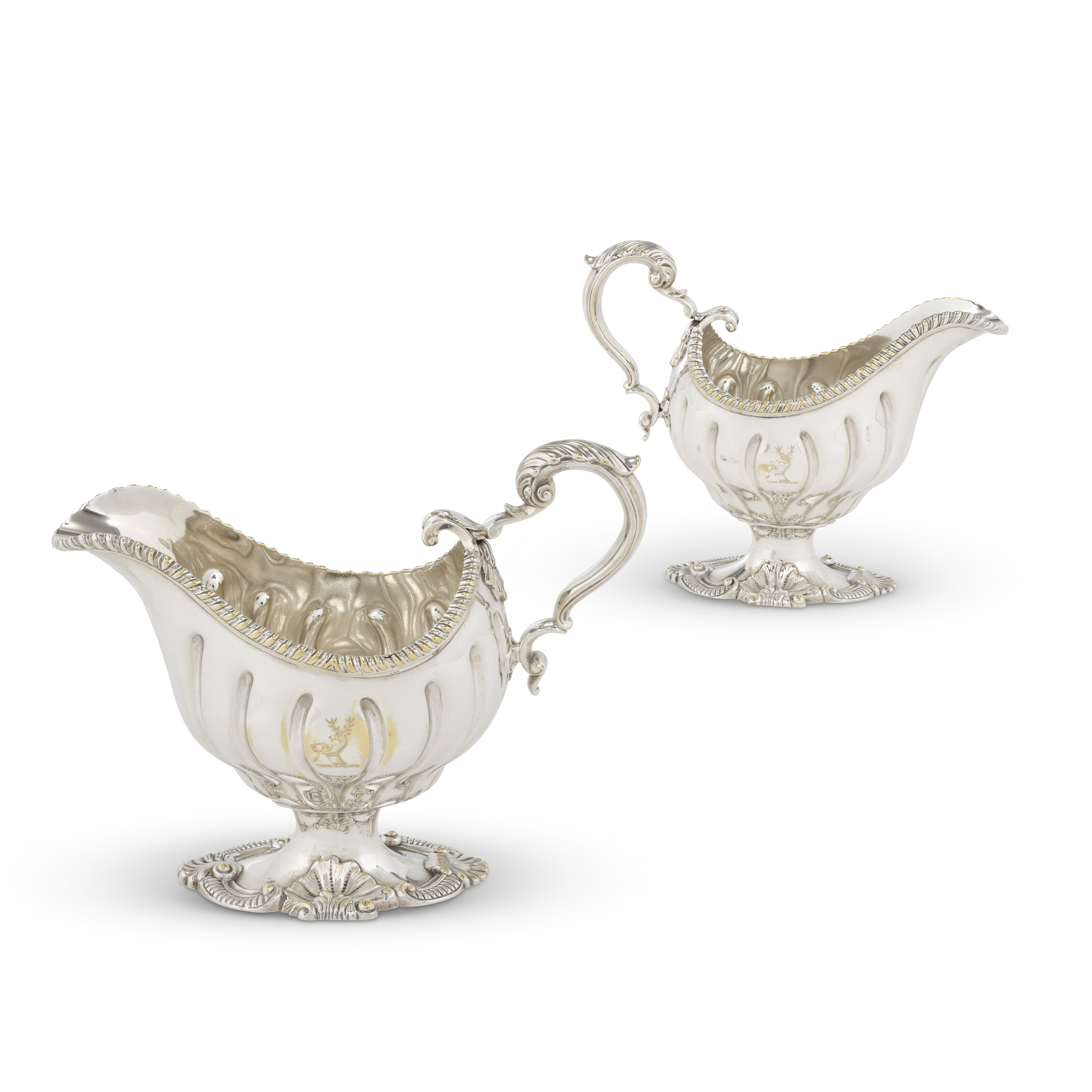 A PAIR OF GEORGE III SILVER SAUCE BOATS, LONDON, 1763, MAKER'S MARK WB ...