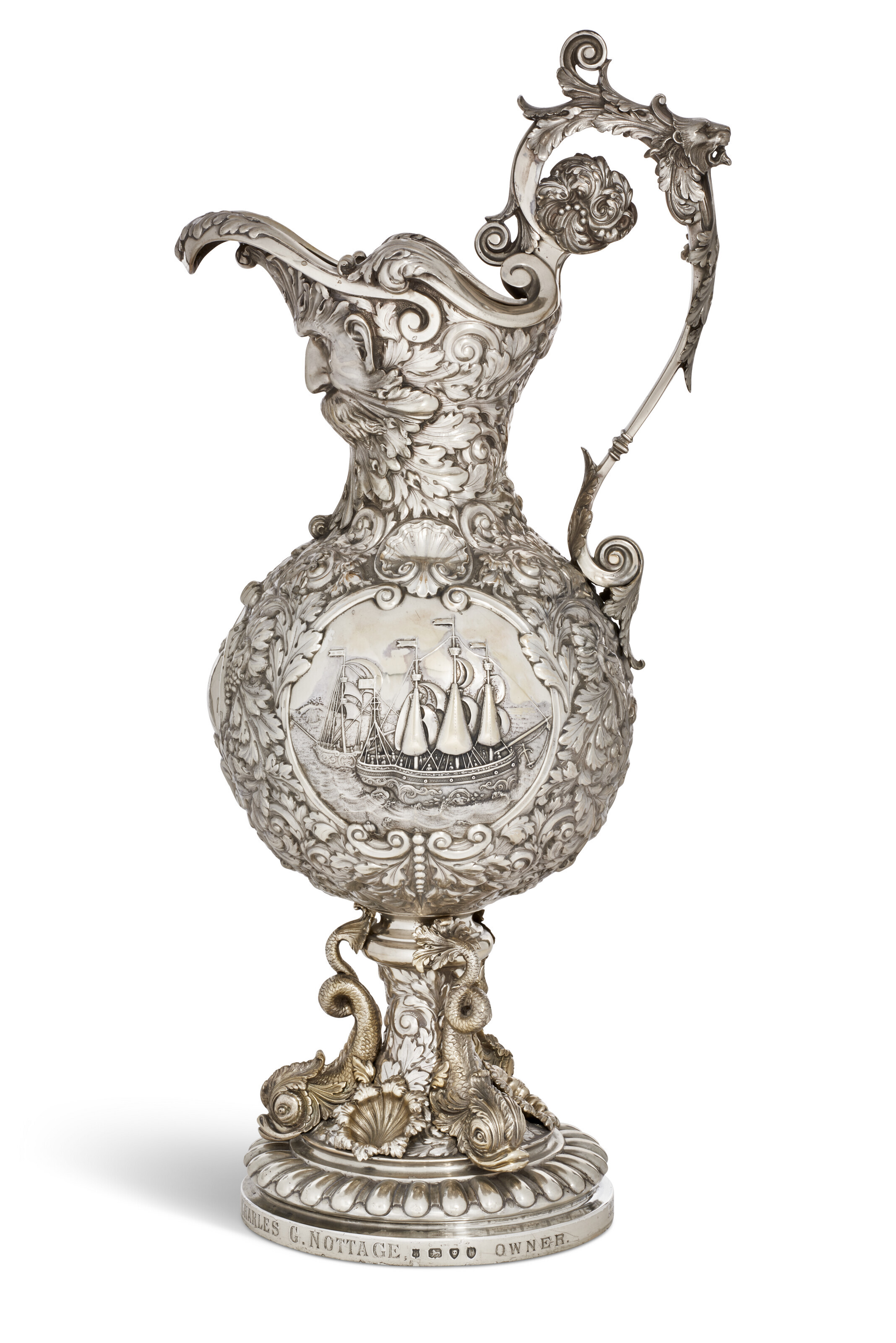 A VICTORIAN SILVER EWER, MARK OF EDGAR FINLEY AND HUGH TAYLOR, LONDON ...