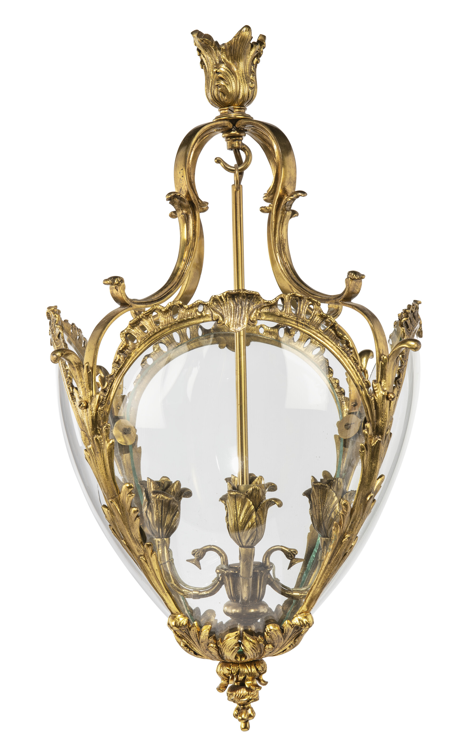 A LATE VICTORIAN GILT-LACQUERED-BRONZE HALL LANTERN, LATE 19TH CENTURY ...