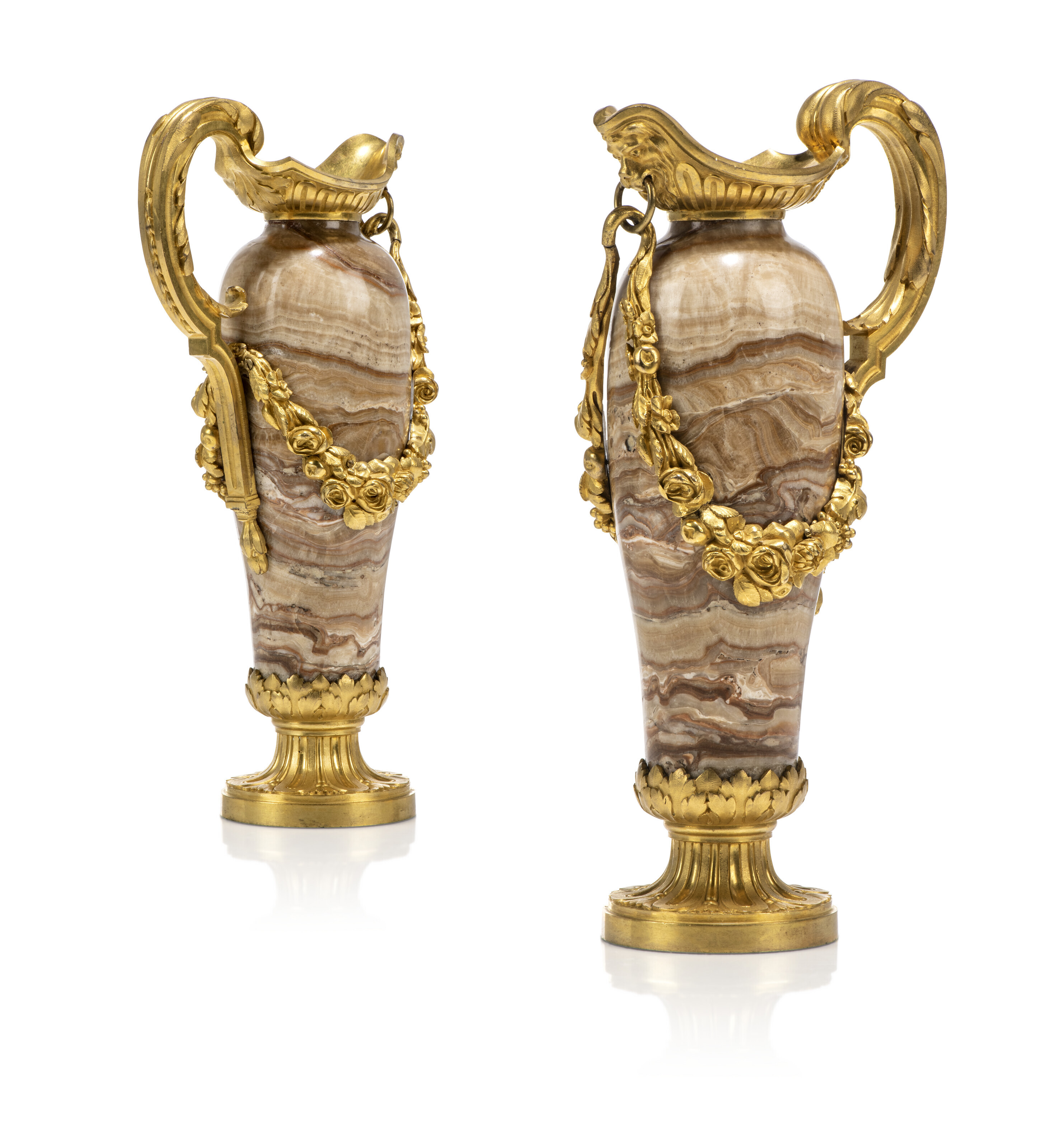 A PAIR OF LATE LOUIS XV ORMOLU-MOUNTED ALABASTER EWERS, CIRCA 1775 ...