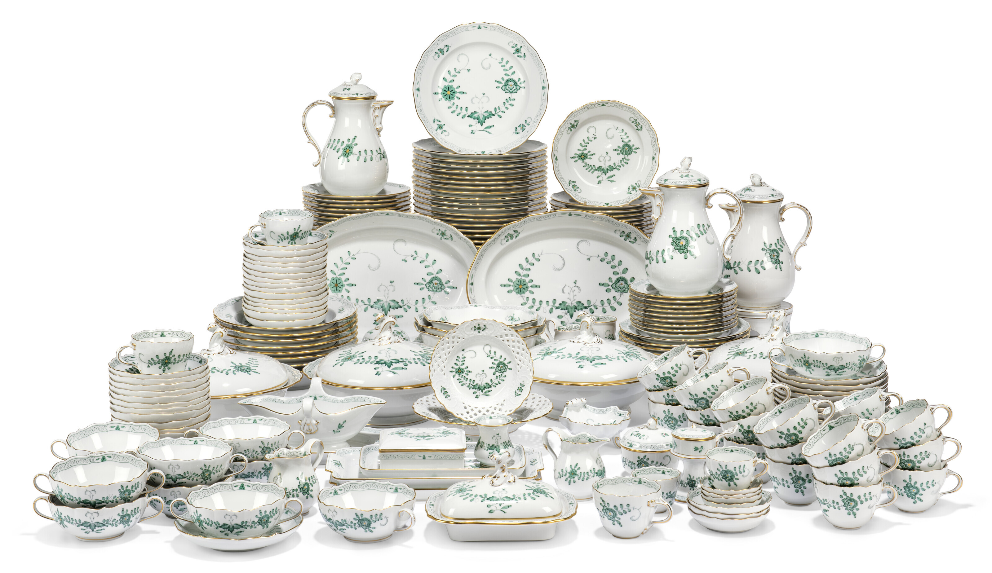 A MEISSEN PORCELAIN GREEN 'INDIANISCHE BLUMEN' PATTERN PART TABLE ...
