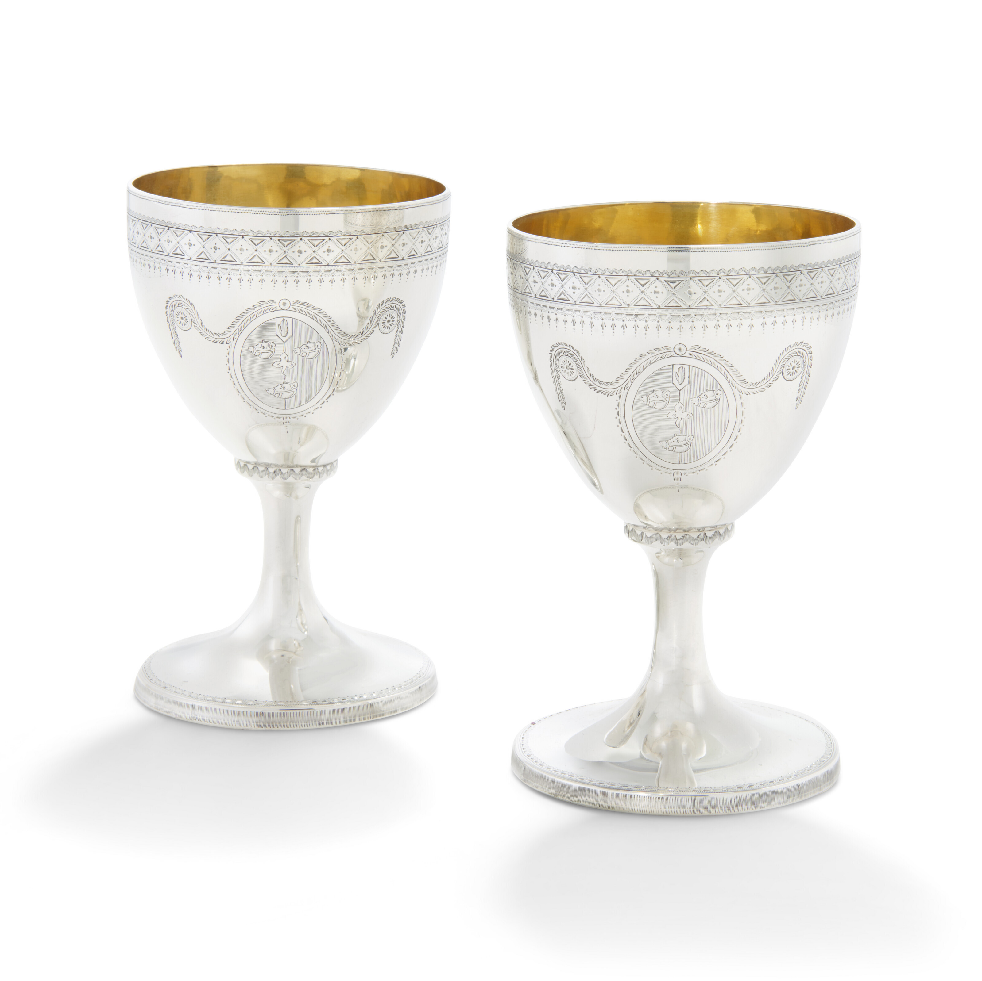 A PAIR OF GEORGE III IRISH SILVER GOBLETS, MARK OF CARDEN TERRY AND ...