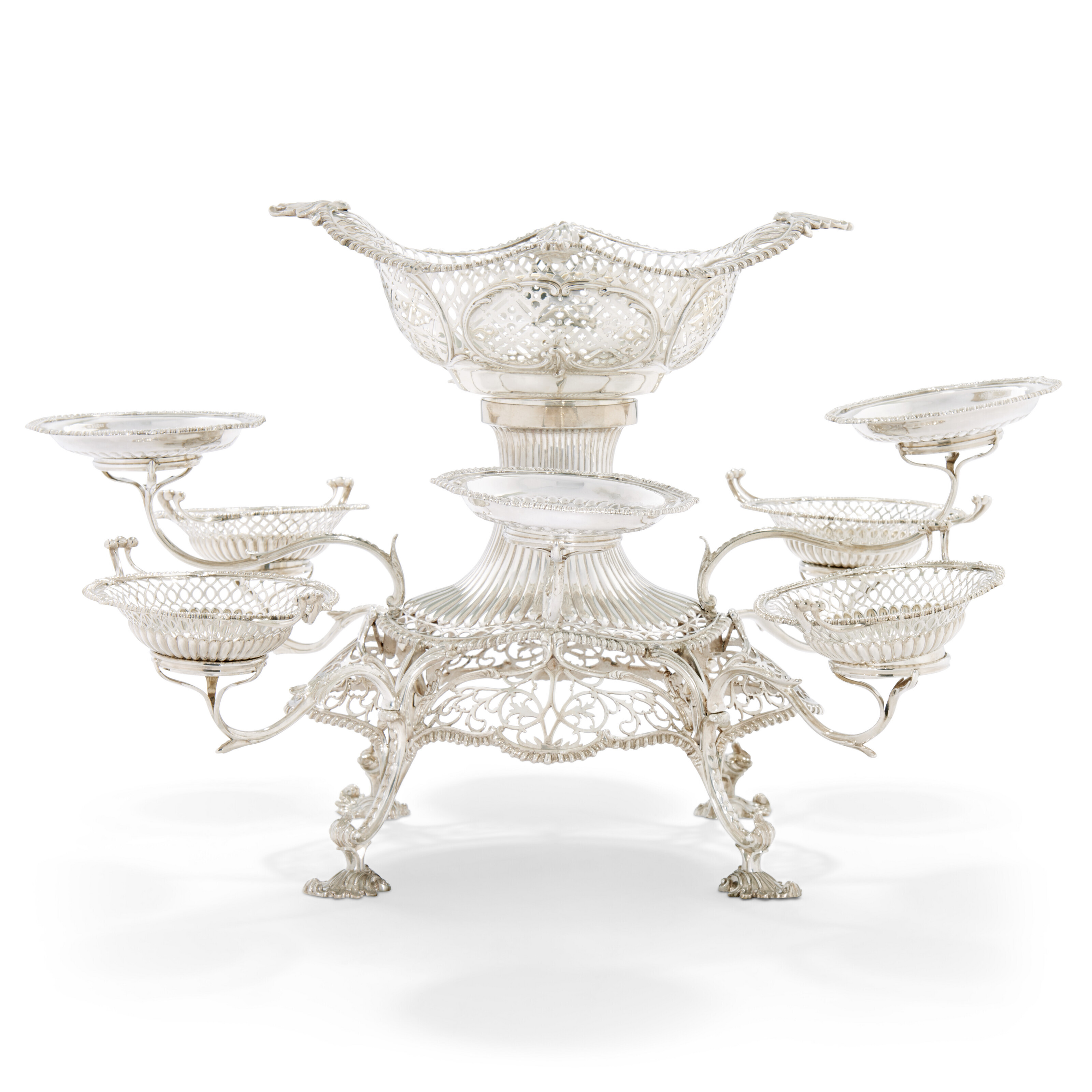 A GEORGE III SILVER EPERGNE, MARK OF THOMAS PITTS, LONDON, 1771 ...