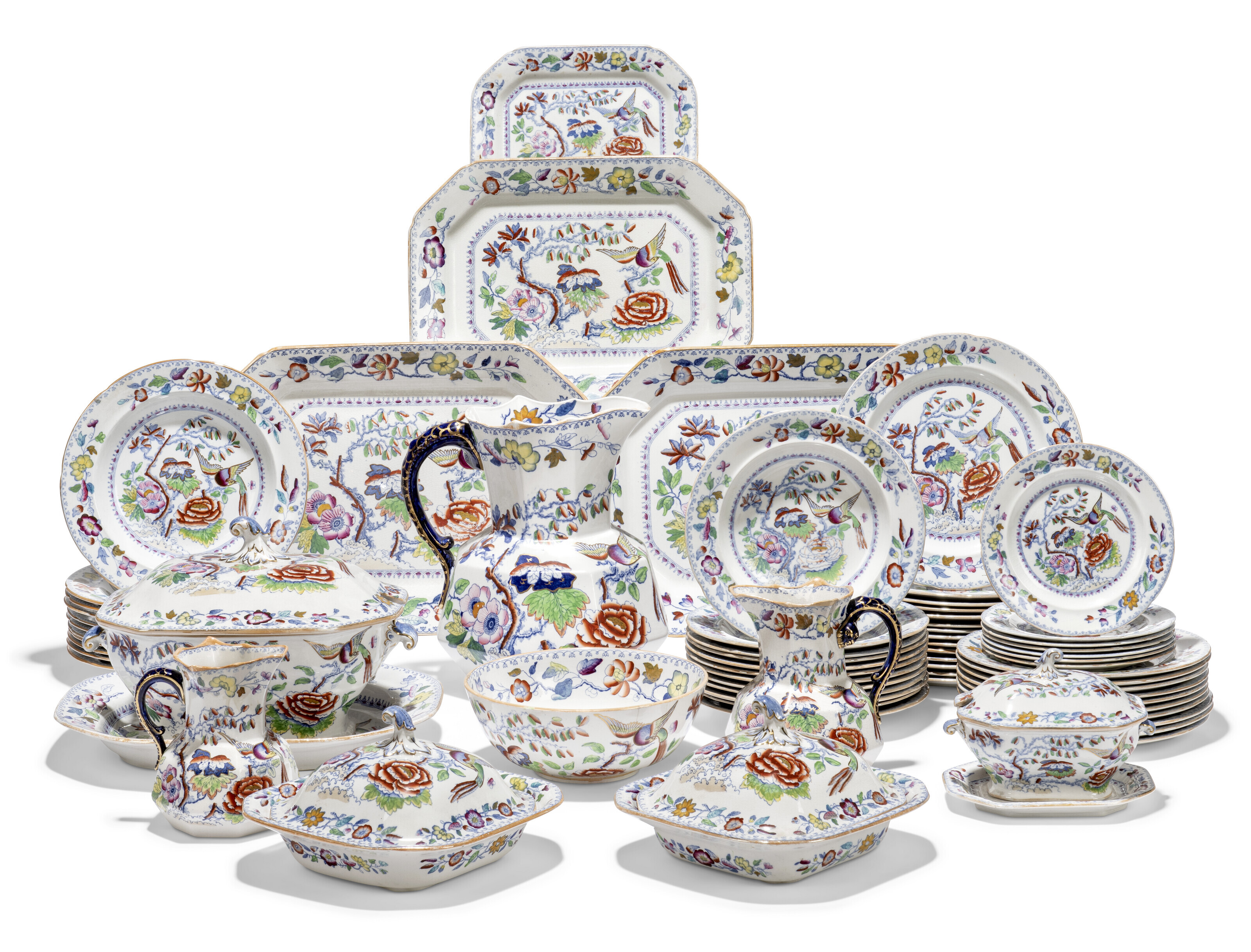 A MASON'S IRONSTONE 'FLYING BIRD' PATTERN PART TABLE-SERVICE, LATE 19TH ...