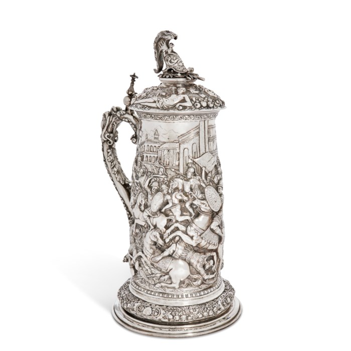 A VICTORIAN SILVER-PLATED ELECTROTYPE FLAGON, BY ELKINGTON, CIRCA 1880 ...