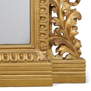 AN ITALIAN CARVED GILTWOOD LARGE MIRROR, FLORENTINE, LATE 19TH CENTURY ...
