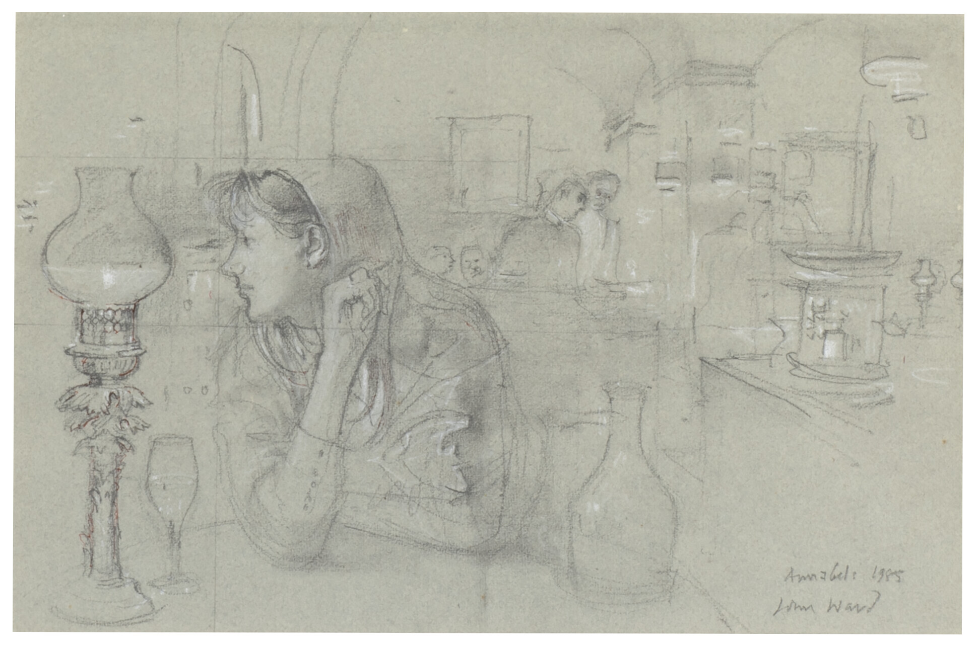 JOHN STANTON WARD, R.A. (1917-2007), Annabel's - Susie drinking ...