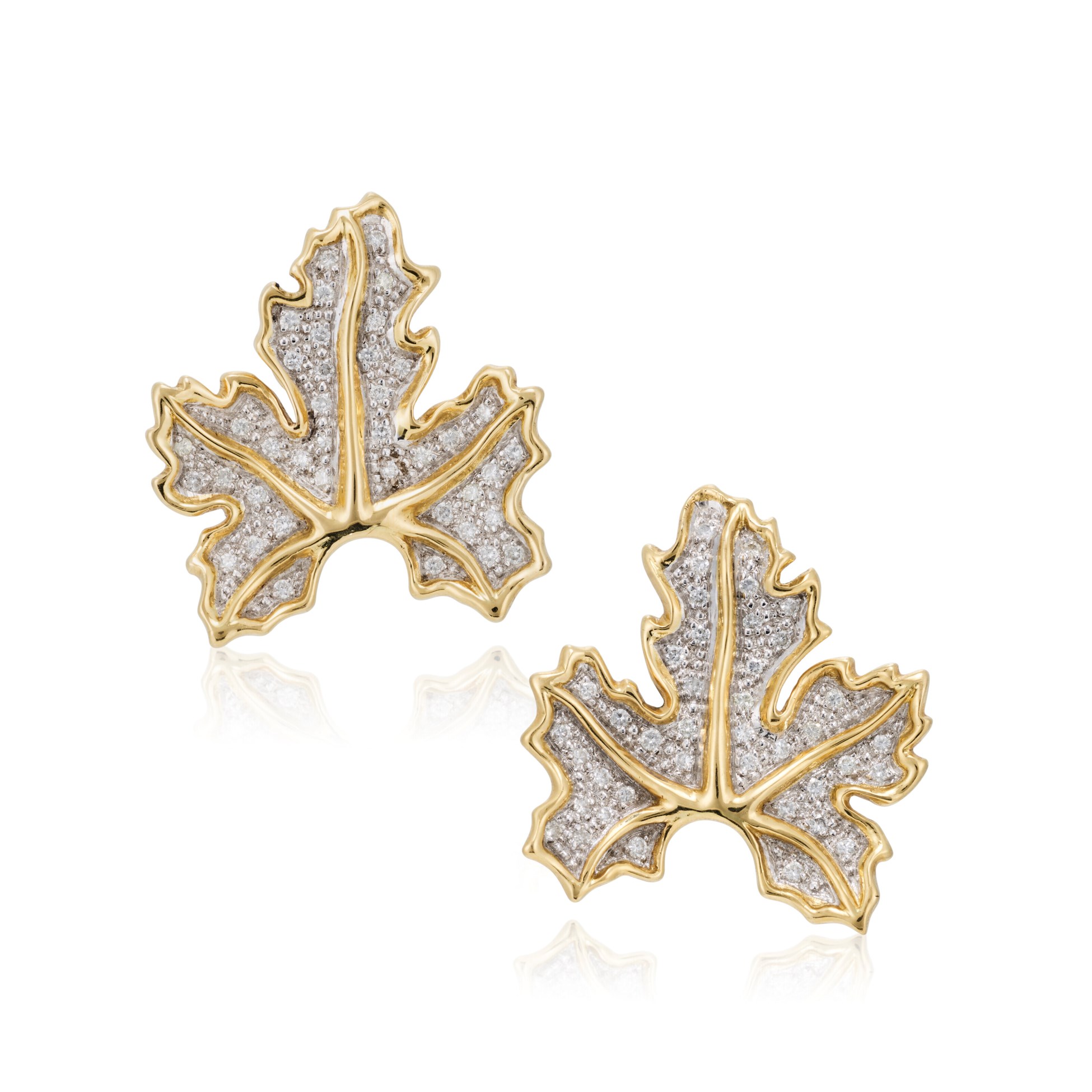 GOLD AND DIAMOND MAPLE LEAF EARRINGS | Christie's