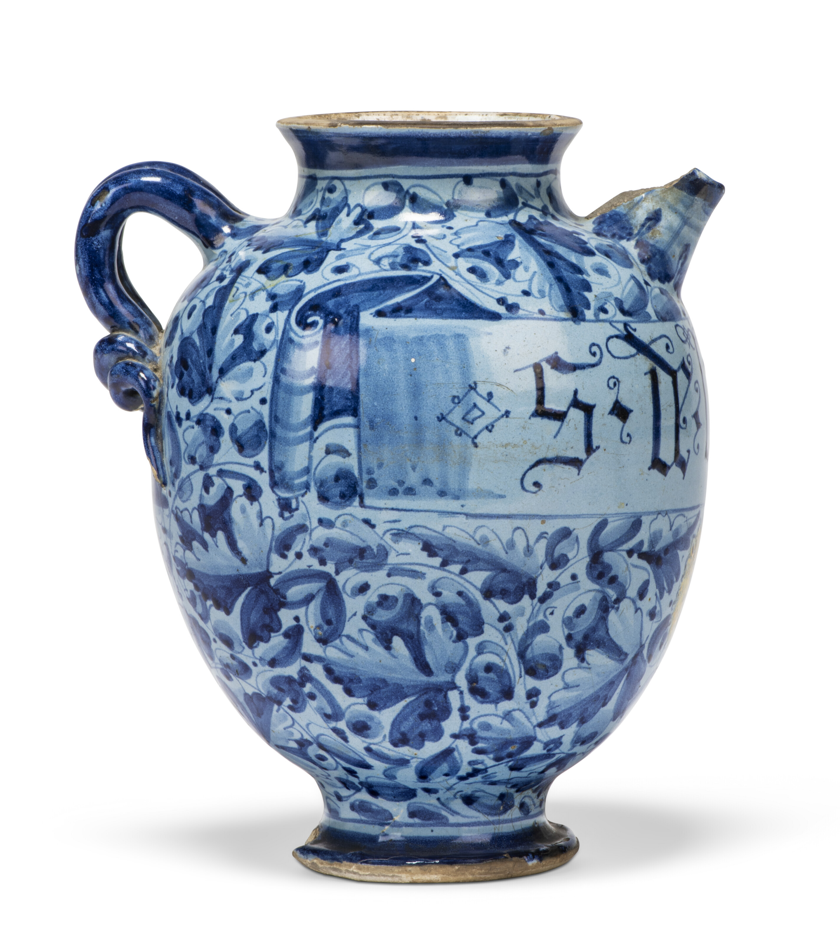AN ITALIAN MAIOLICA BERETTINO-GROUND WET DRUG-JAR, LATE 16TH CENTURY ...