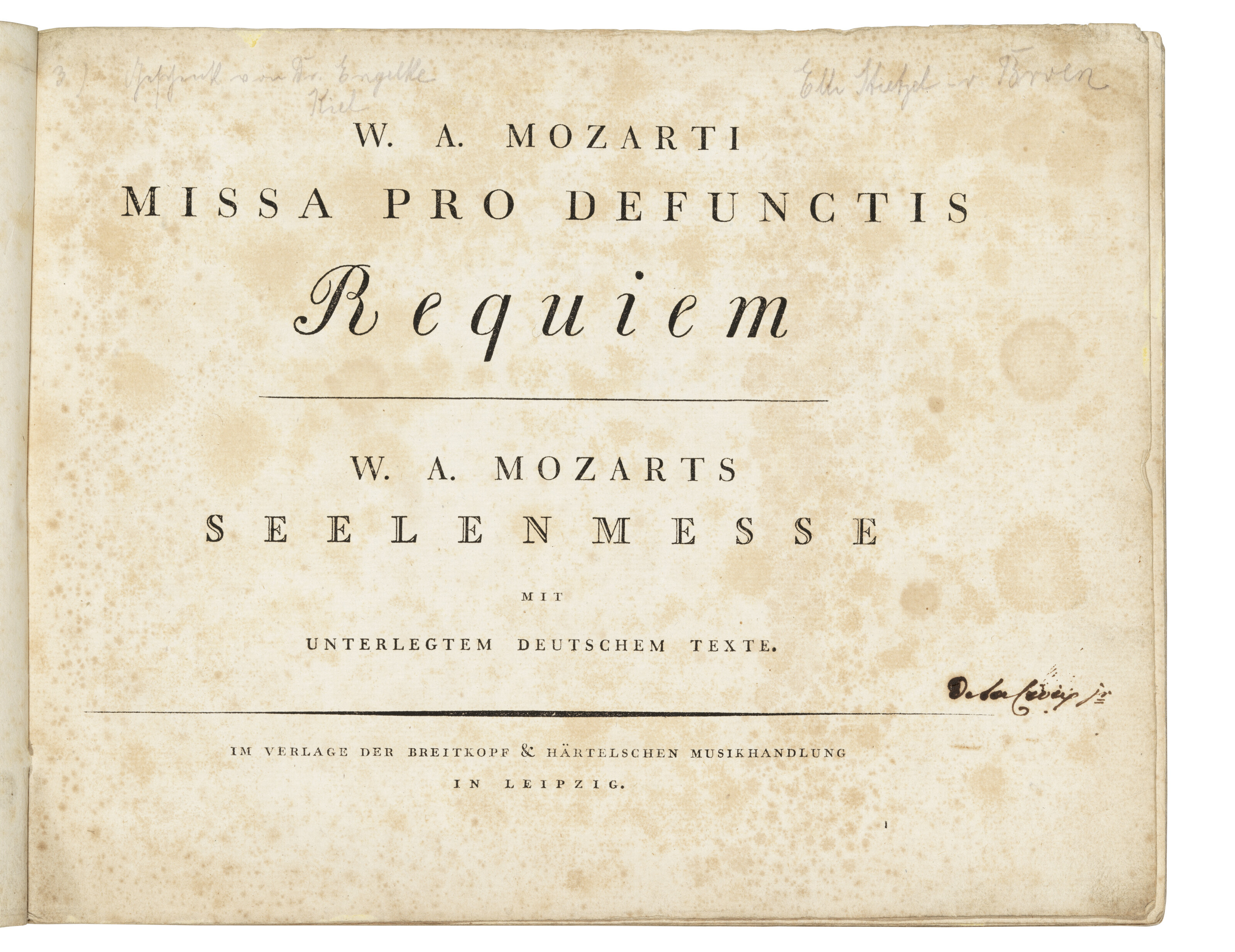 MOZART, Wolfgang Amadeus (1756-1791), Missa pro defunctis Requiem … Seelenmesse mit unterlegtem ...