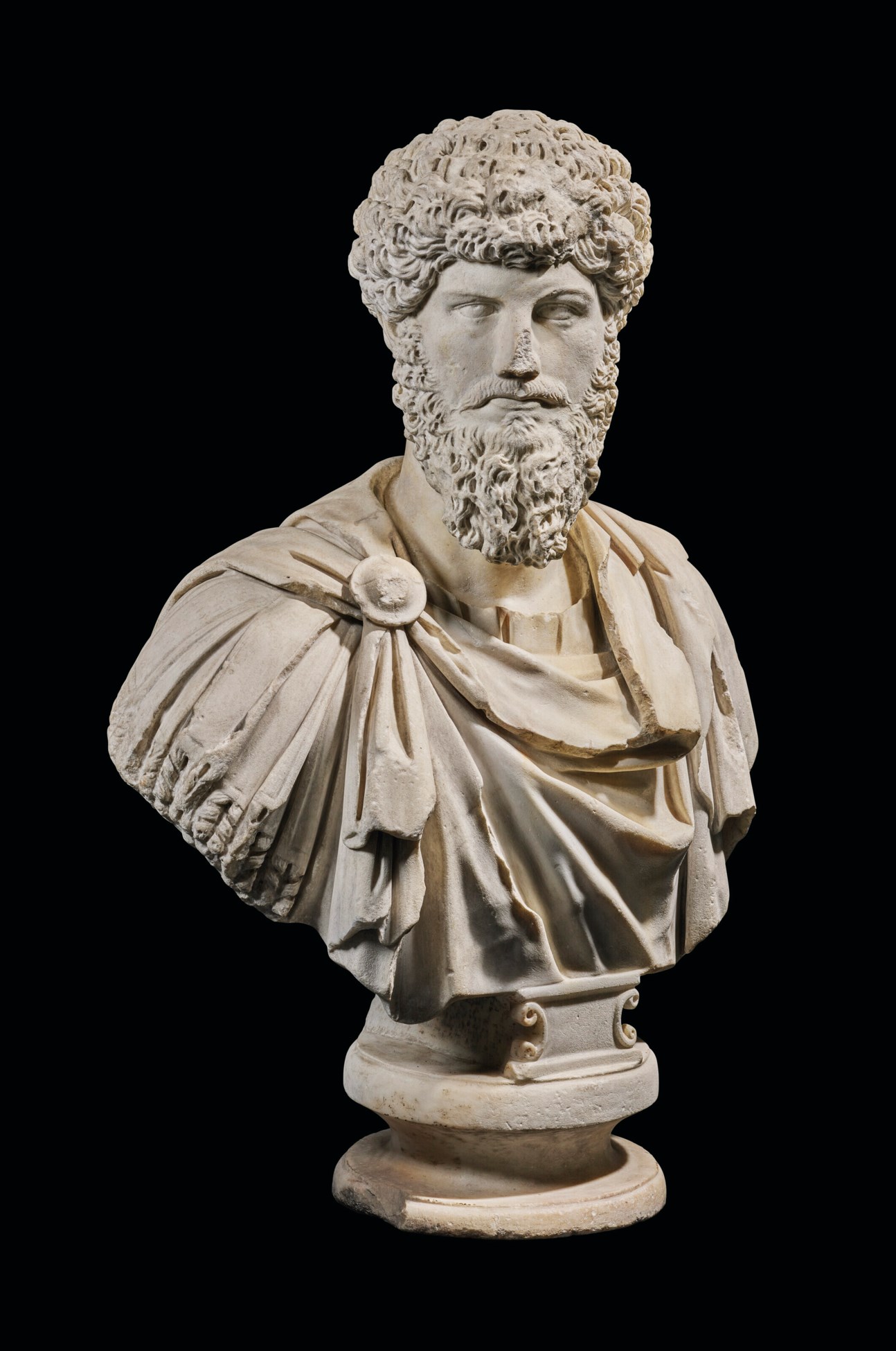 A MONUMENTAL ROMAN MARBLE PORTRAIT BUST OF THE EMPEROR LUCIUS VERUS ...