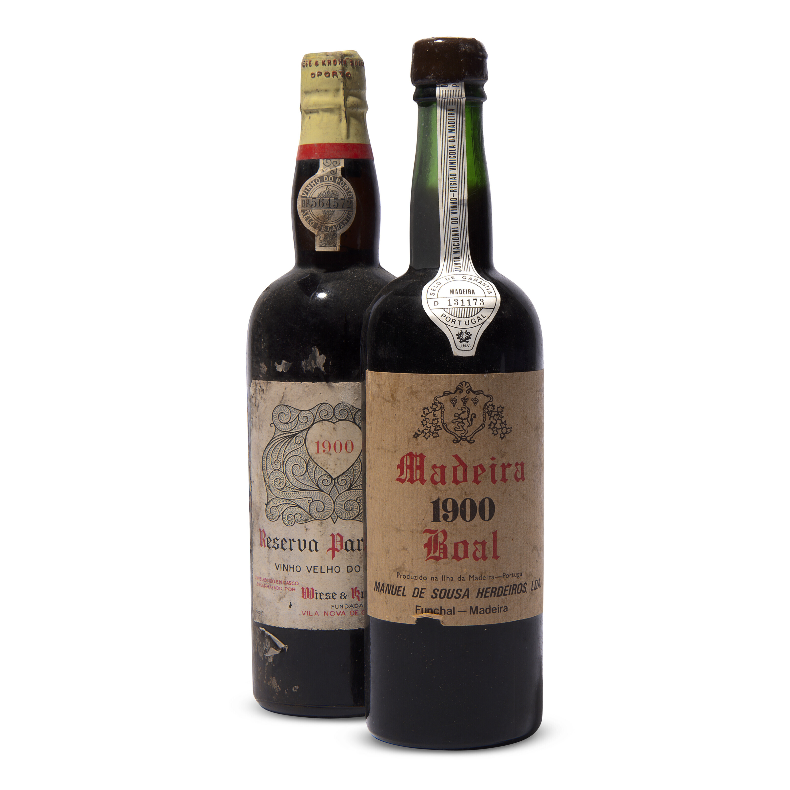 Mixed 1900 Port and Madeira, Da Sousa, Madeira Boal 1900Damaged wax ...