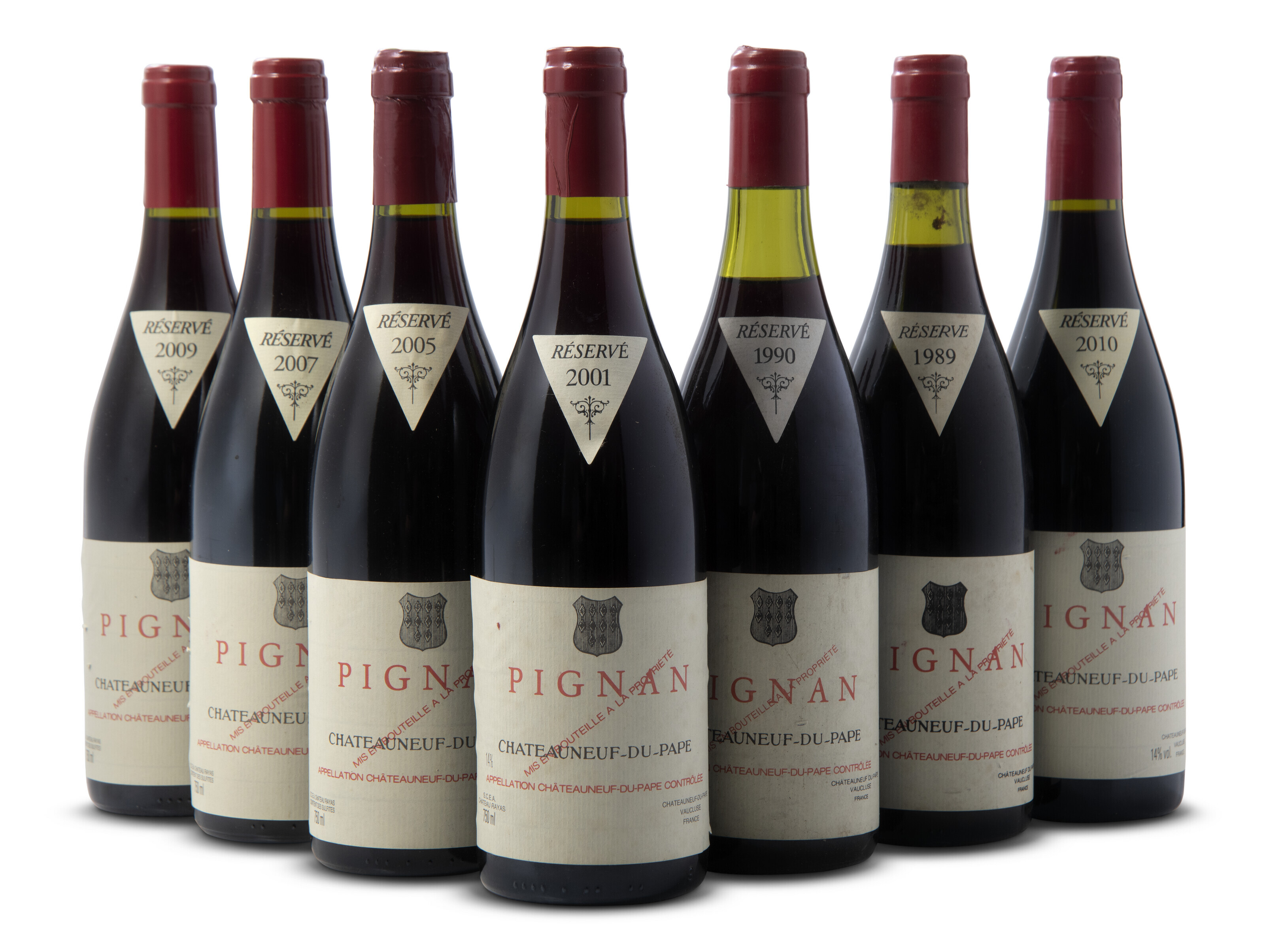 Mixed Pignan 1989-2010, Château Rayas, Châteauneuf-du-Pape Pignan1989Slightly scuffed capsule ...