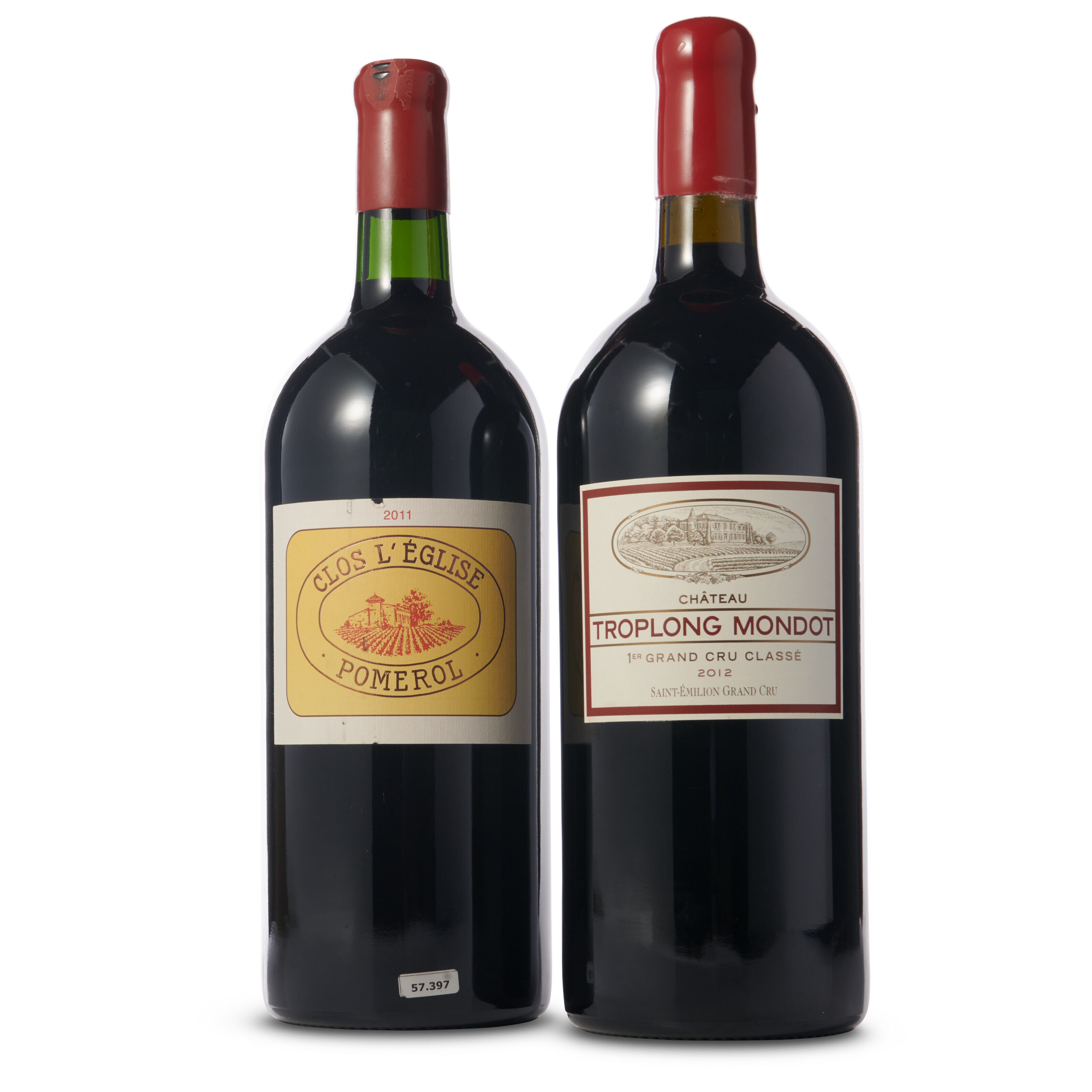 Mixed Right Bank Bordeaux 2011&2012, Clos l'Eglise 2011Damaged wax ...