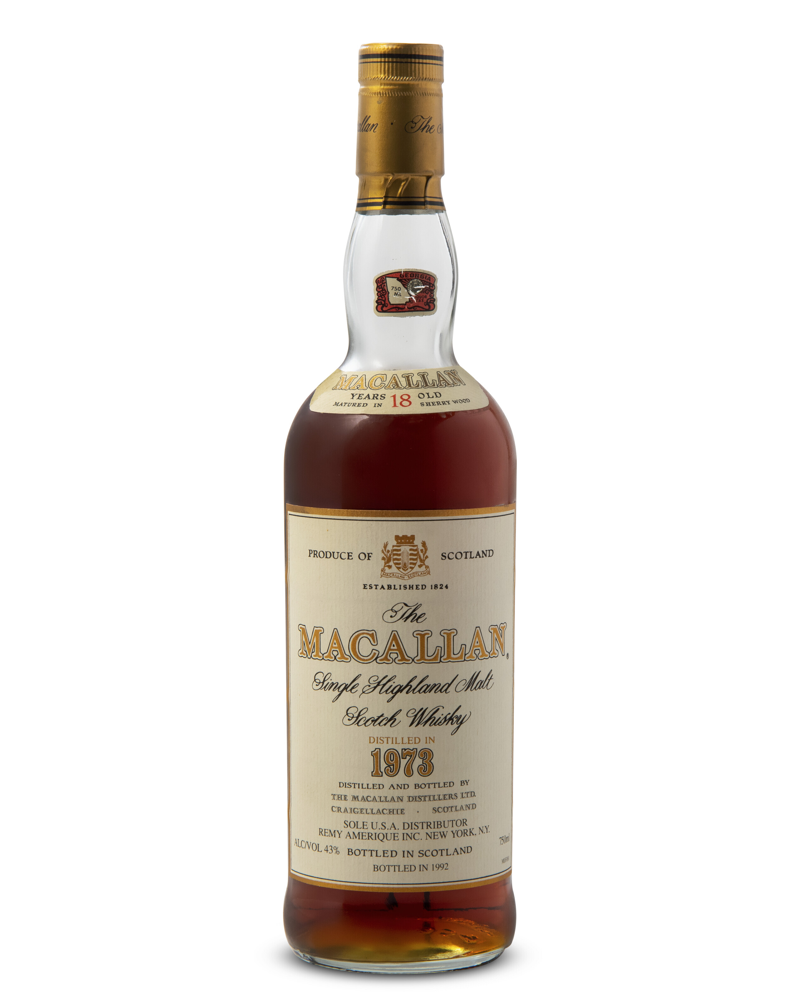 Macallan 18 Year Old 1973, SpeysideBottled in 1992. Slightly damaged ...