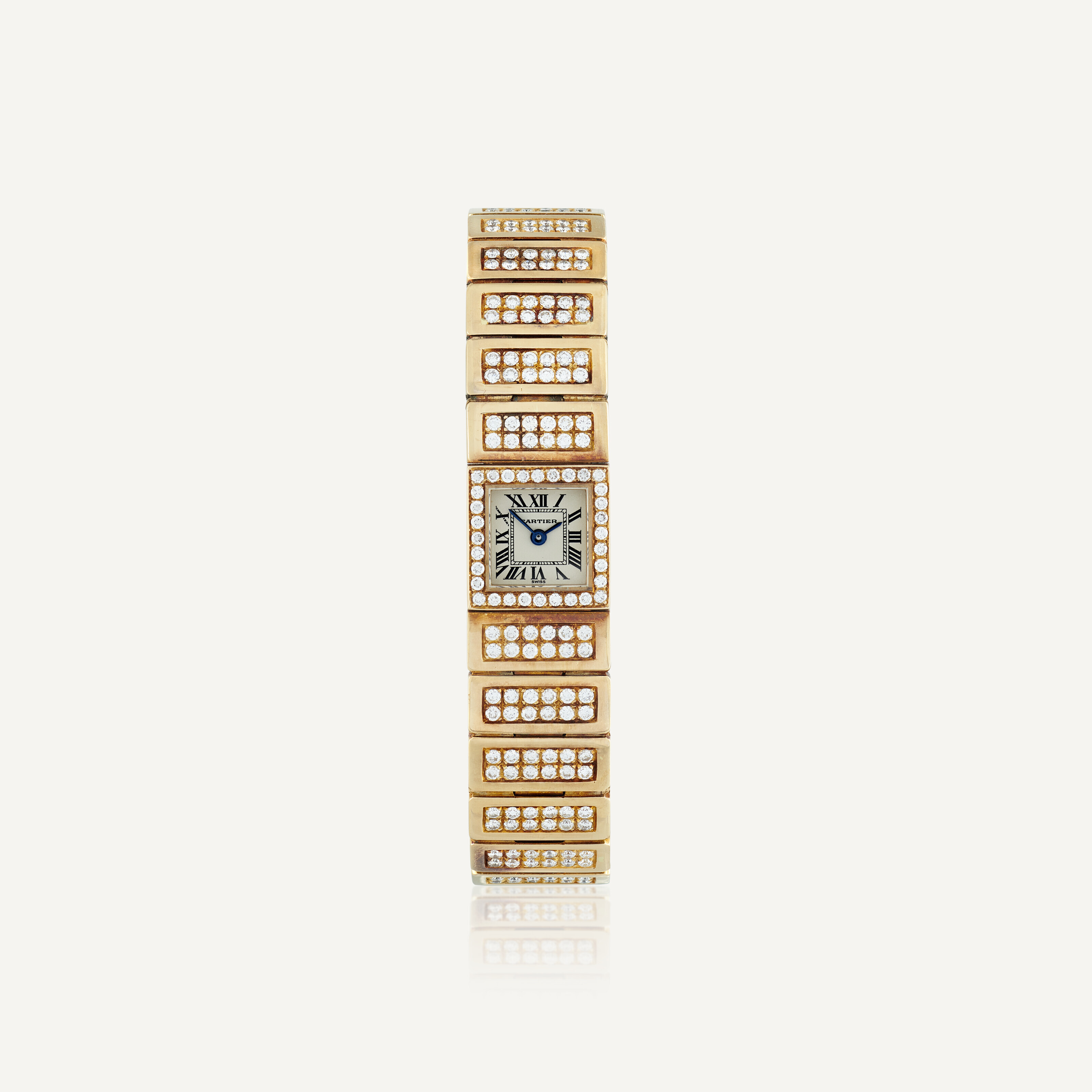 CARTIER ‘TANK LINGOT’ LADY’S SQUARE DIAMOND SET WRISTWATCH WITH ...