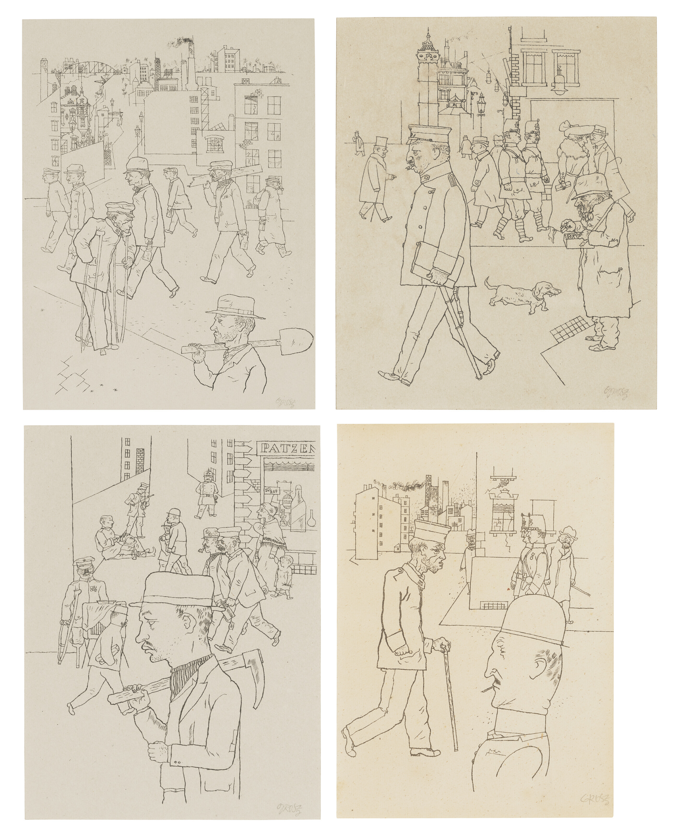 GEORGE GROSZ (1893-1959), Three plates, from: Im Schatten (In the ...