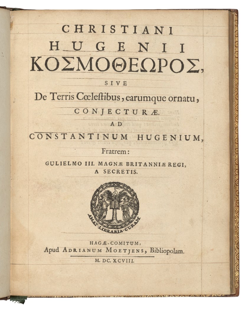 HUYGENS, Christian (1629-1695), Cosmotheros, sive de terris coelestibus ...