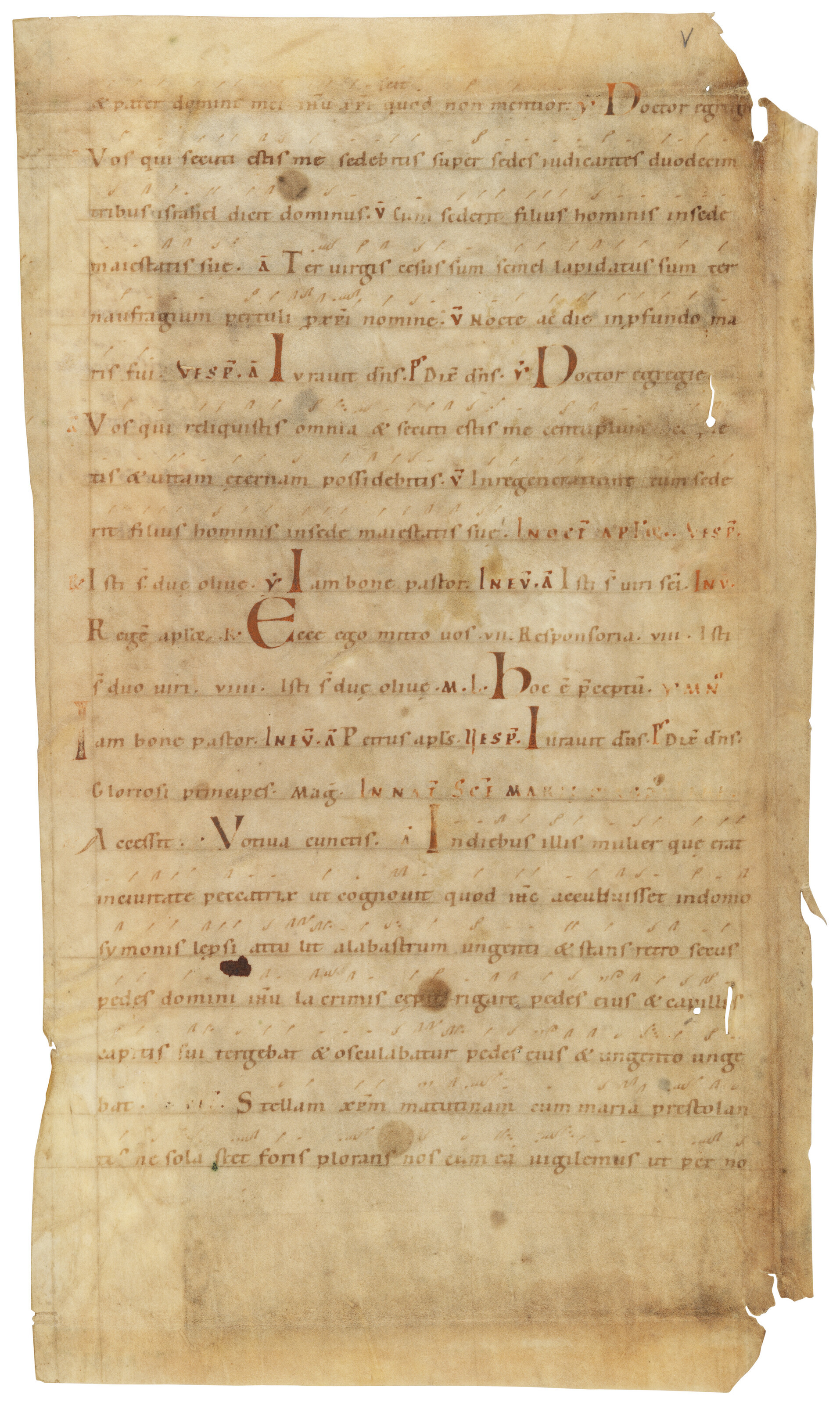 Northern French neumes, A leaf from an Antiphonal, in Latin, manuscript ...