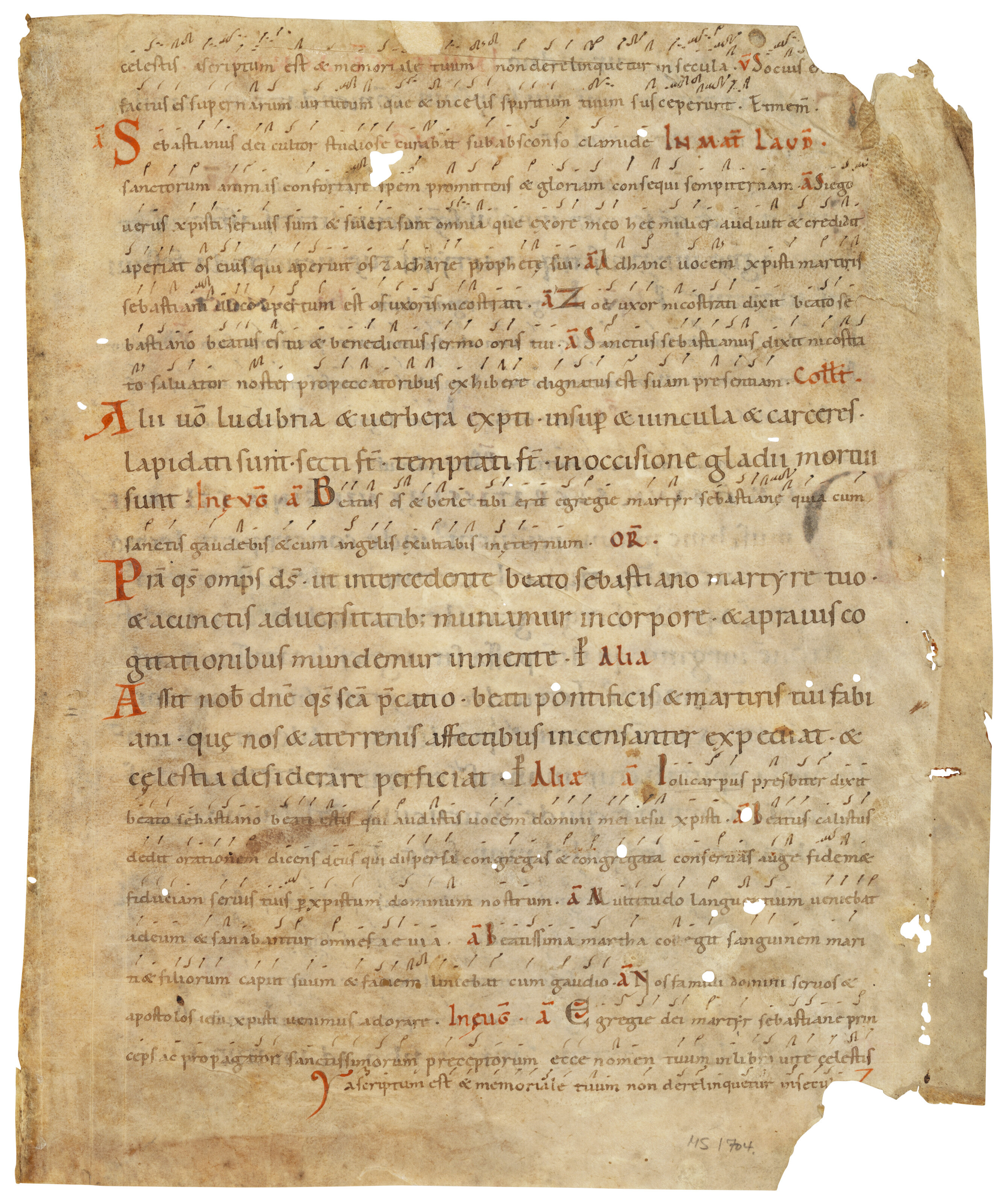 St Gall neumes (Early German neumes), A leaf from a noted Breviary, in ...