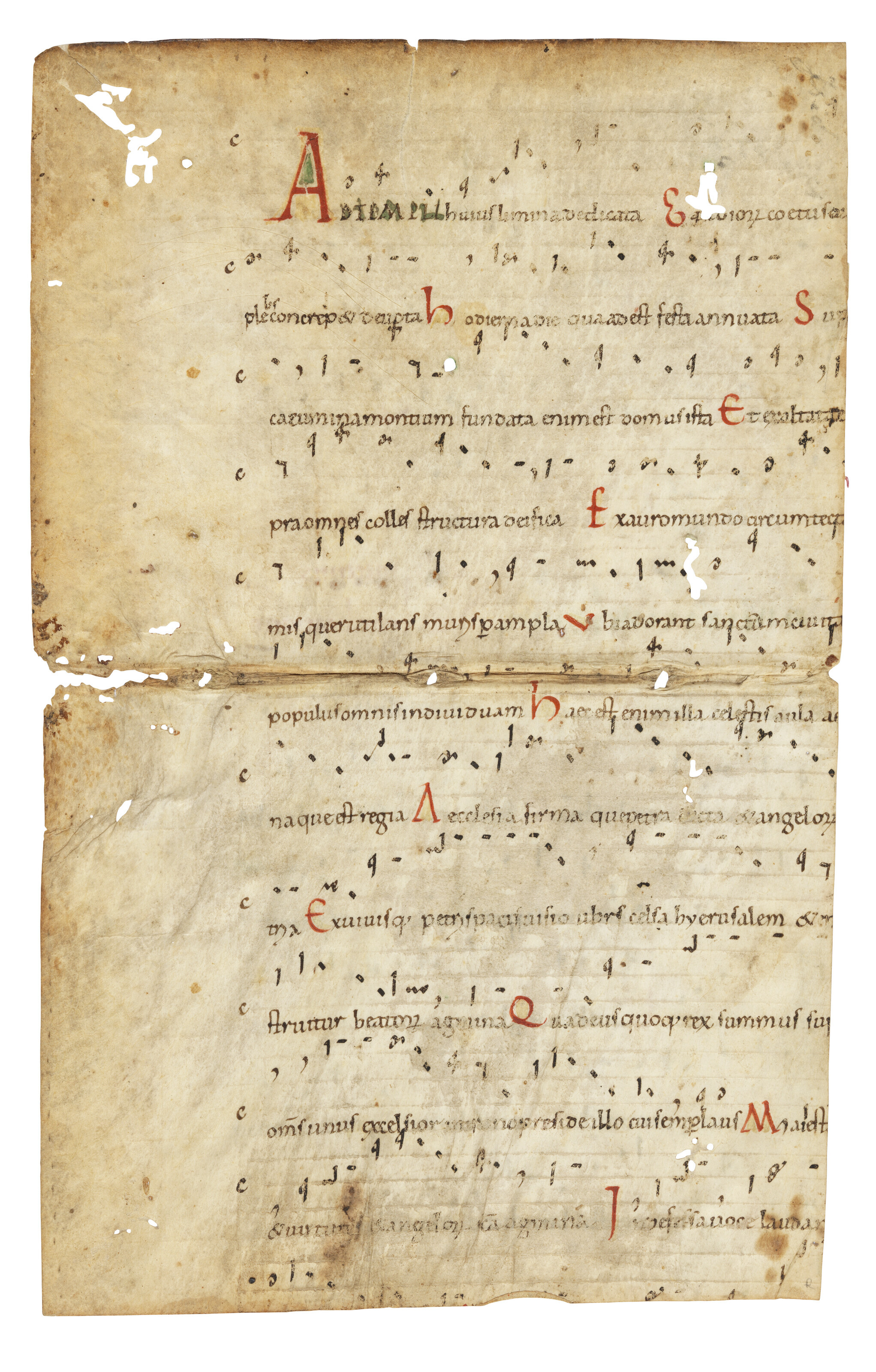 Tuscan neumes, A fragment from a Gradual, in Latin, manuscript on ...