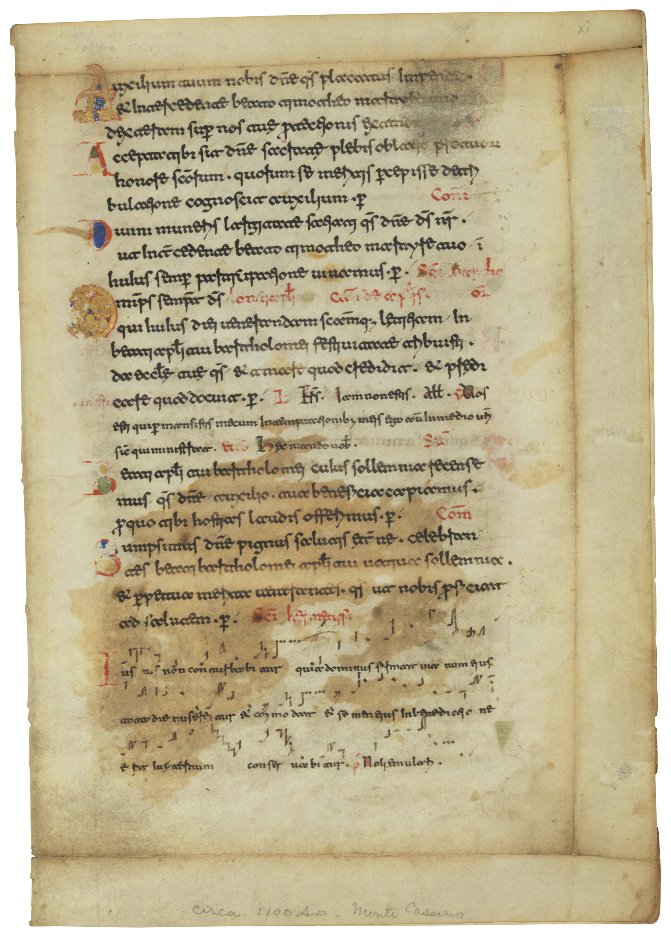 Beneventan neumes, Four leaves from a Noted Missal, in Latin ...