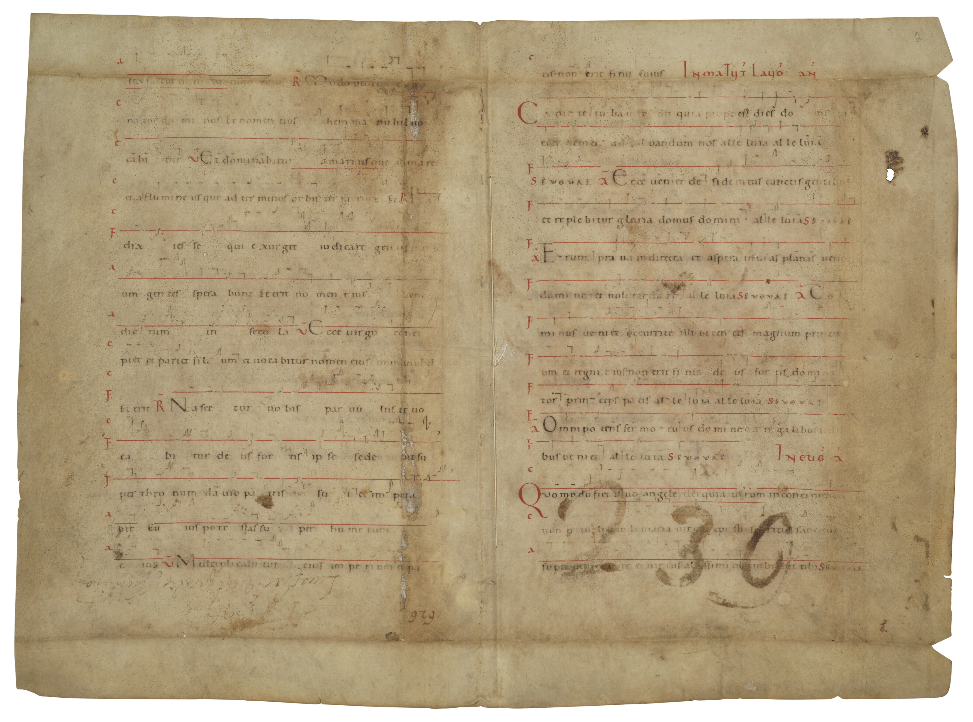 Central Italian neumes, A bifolium from an Antiphonal, in Latin ...