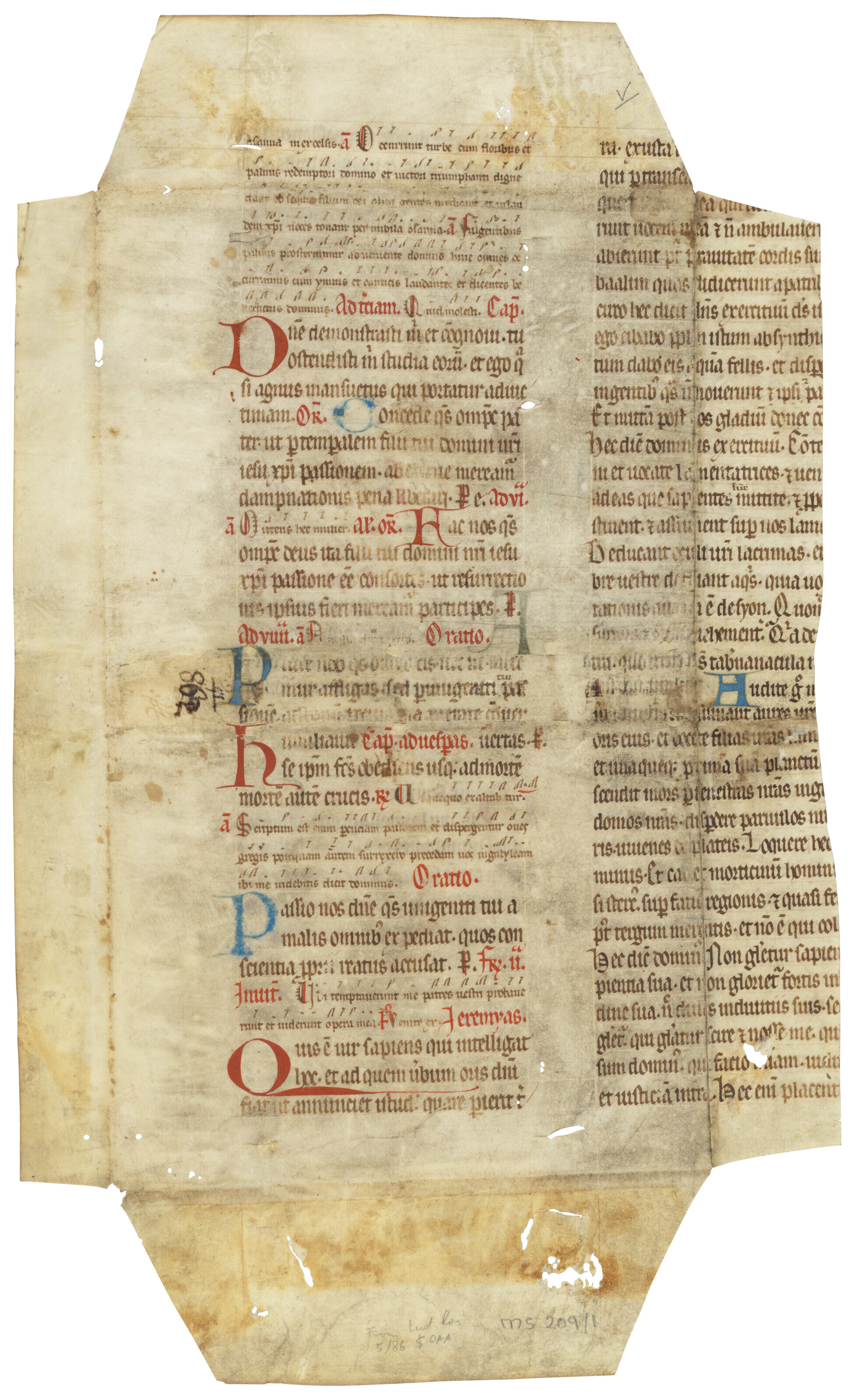 St Gall neumes, A partial leaf from a noted Breviary, in Latin ...