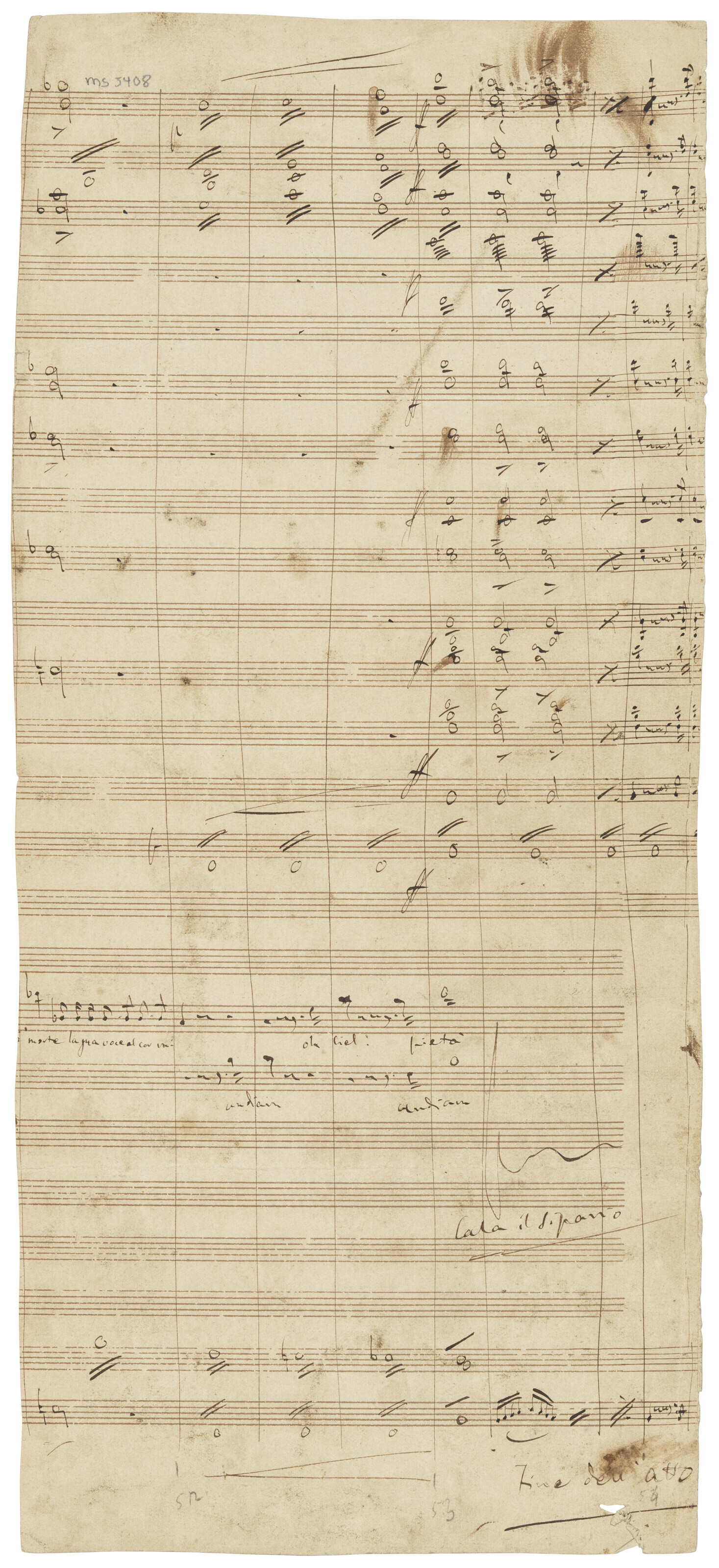 Giuseppe Verdi (1813-1901), Autograph music manuscript, a variant ...
