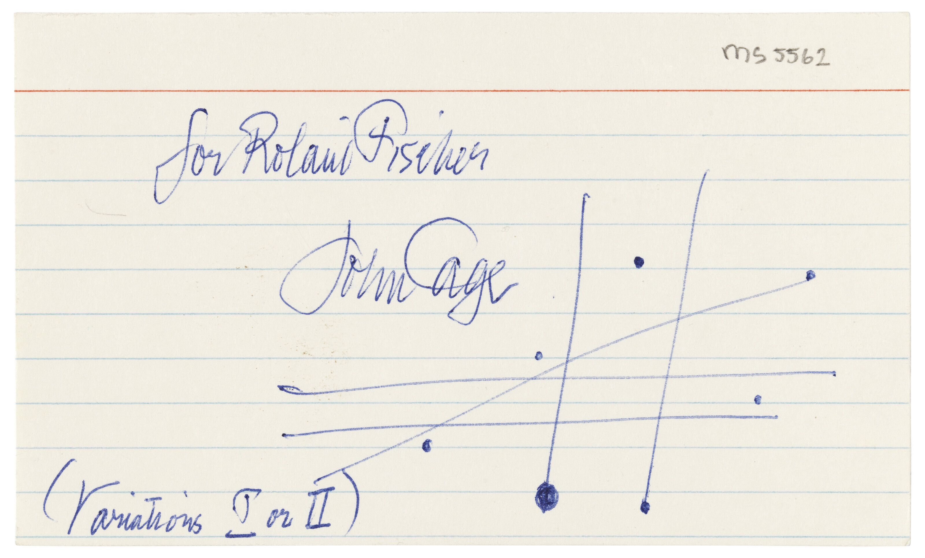 John Cage (1912-1992), Autograph musical quotation in graphic notation ...