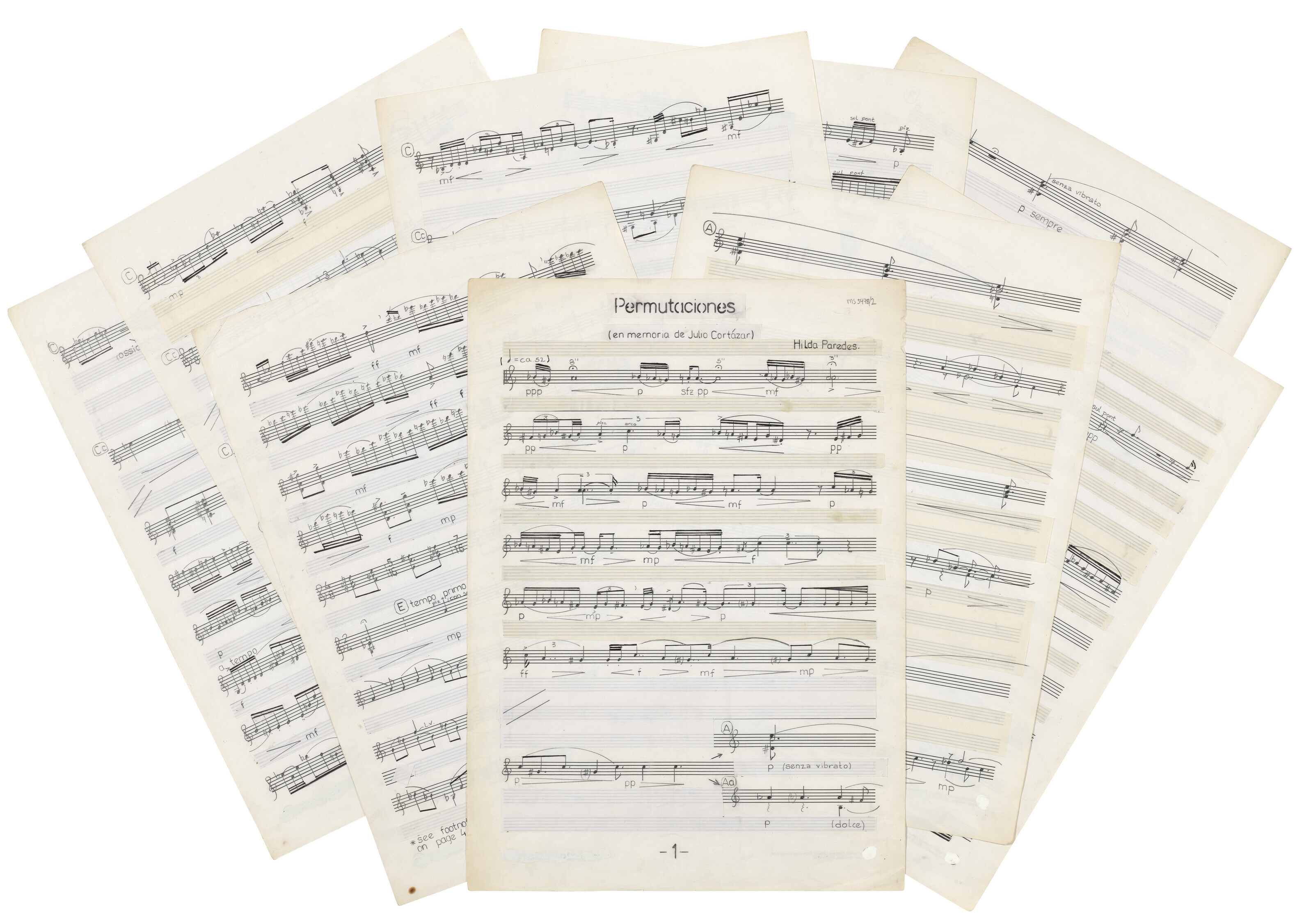 Hilda Paredes (b.1957), Autograph manuscript, 'Permutaciones (en ...