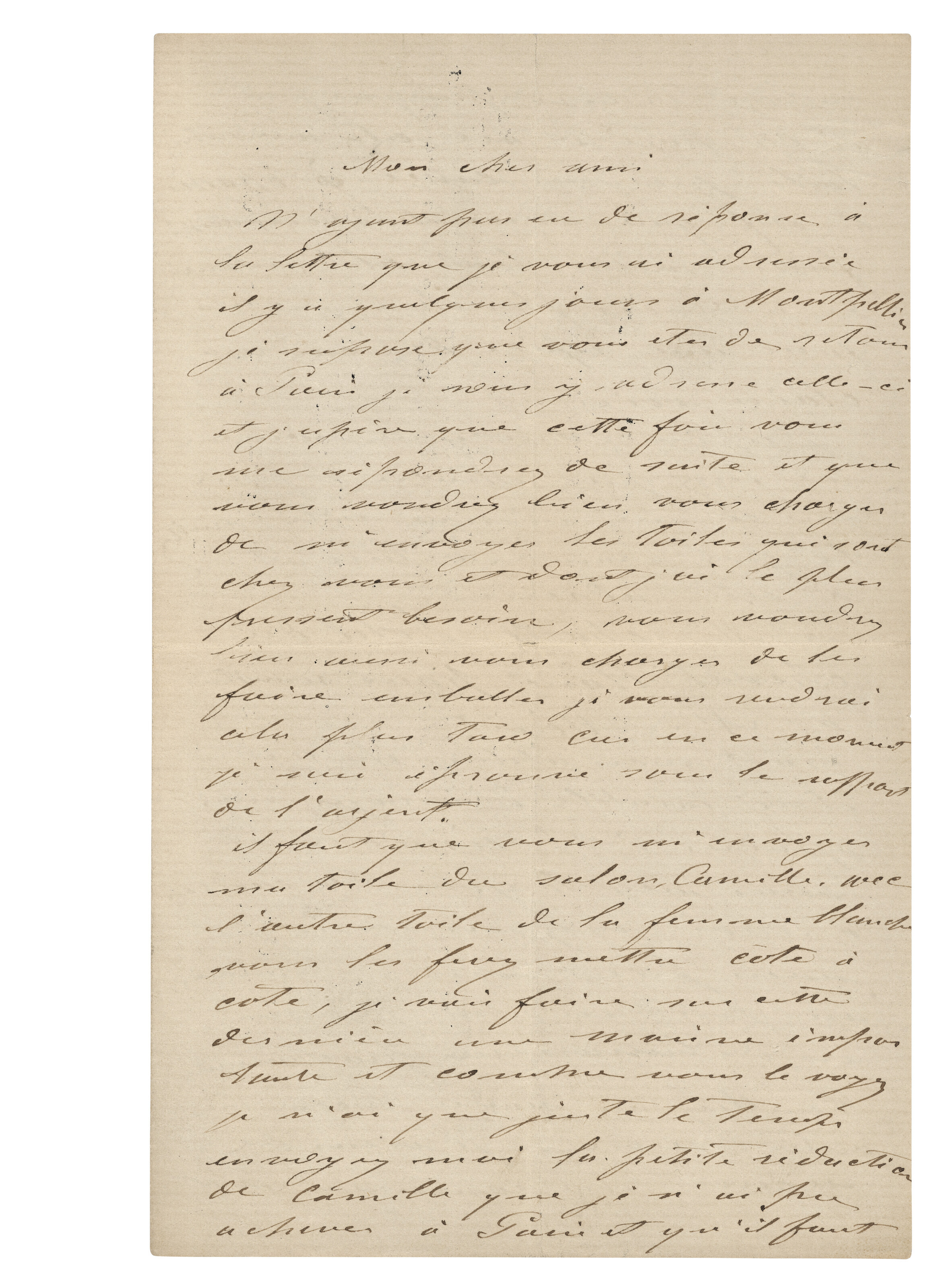 Claude Monet (1840-1926), Autograph letter signed (‘Claude Monet’) to ...