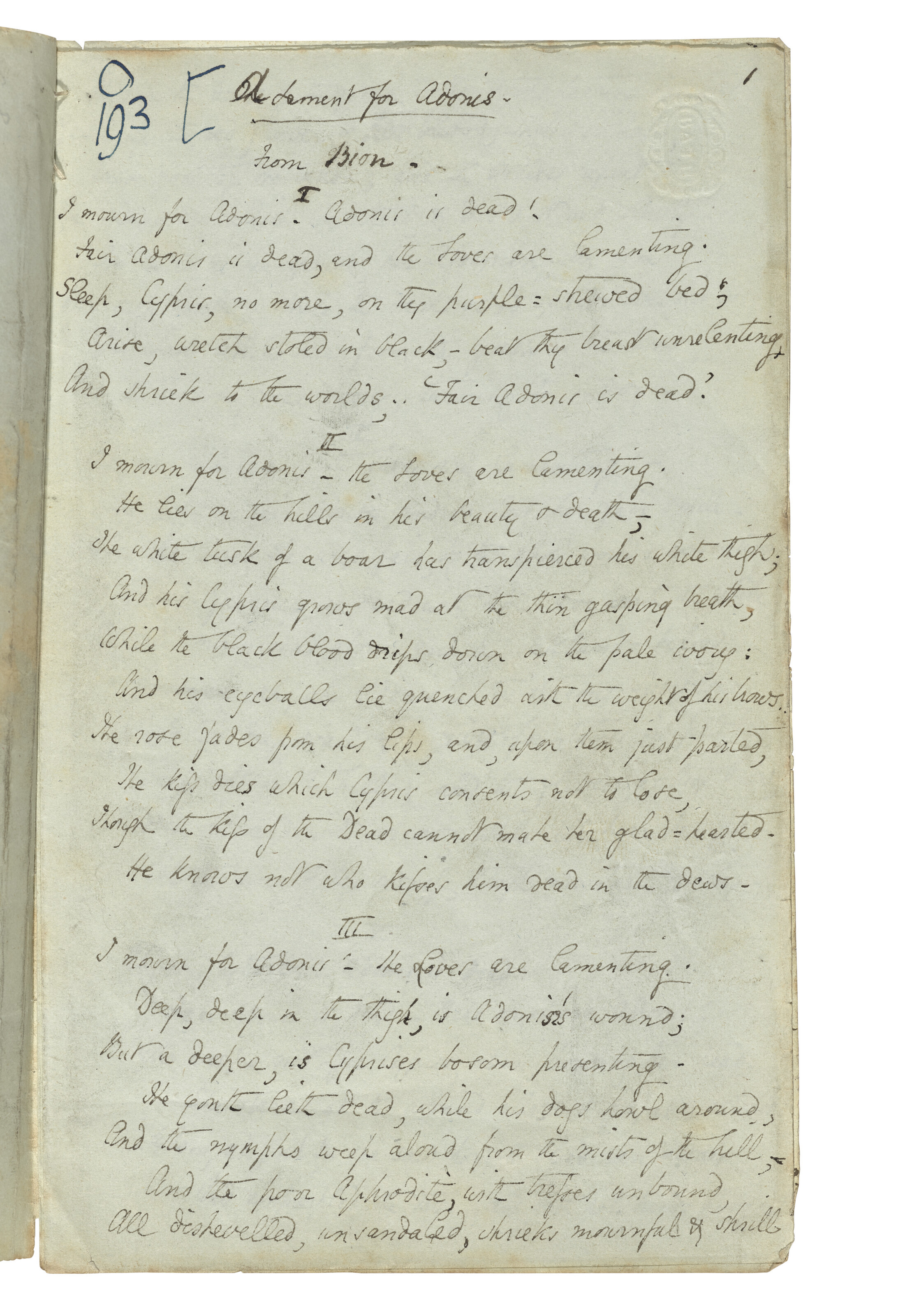 Elizabeth Barrett Browning (1806-1861), Autograph poetry manuscript ...