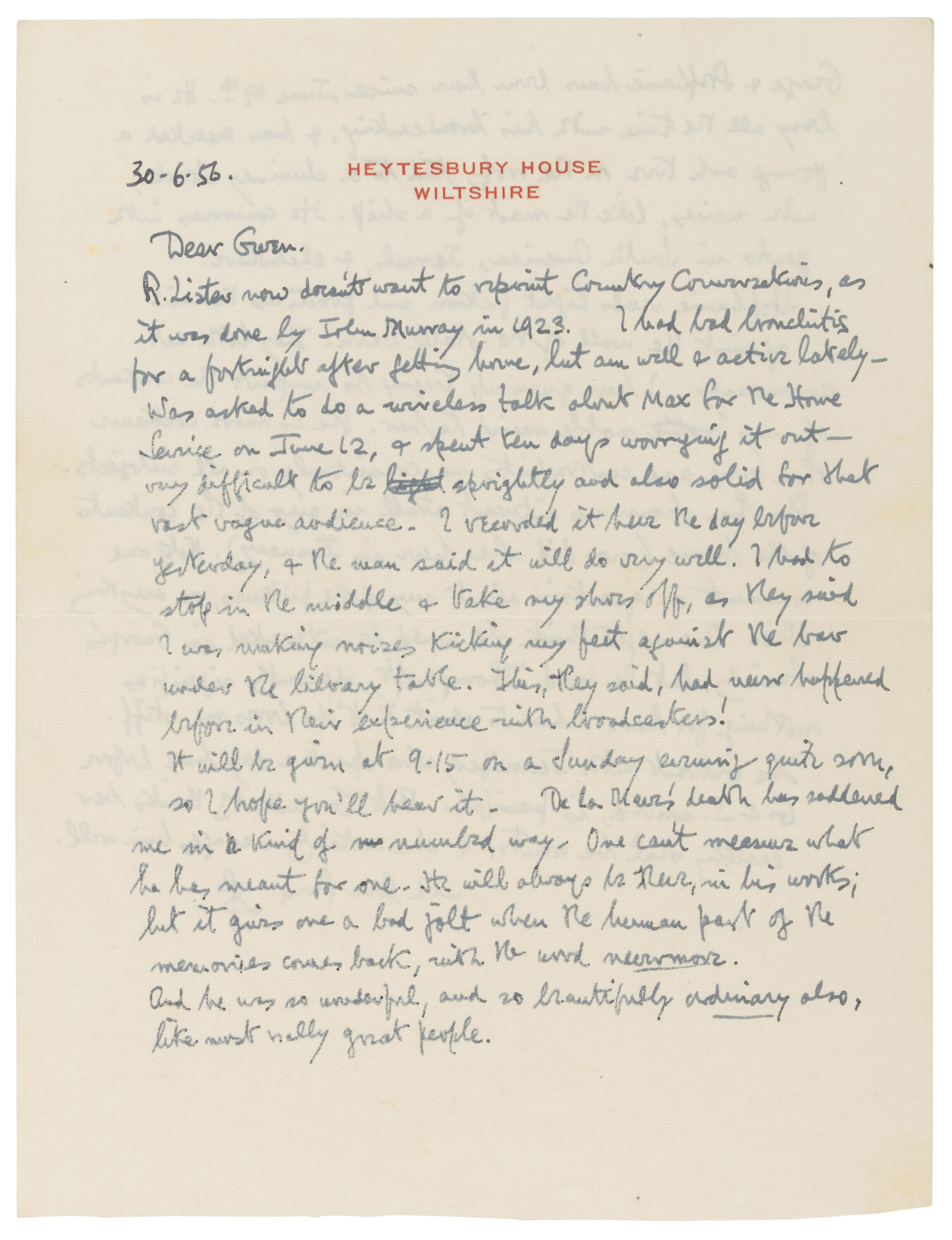 Siegfried Sassoon (1886-1967) and Walter de la Mare (1873-1956), Five ...