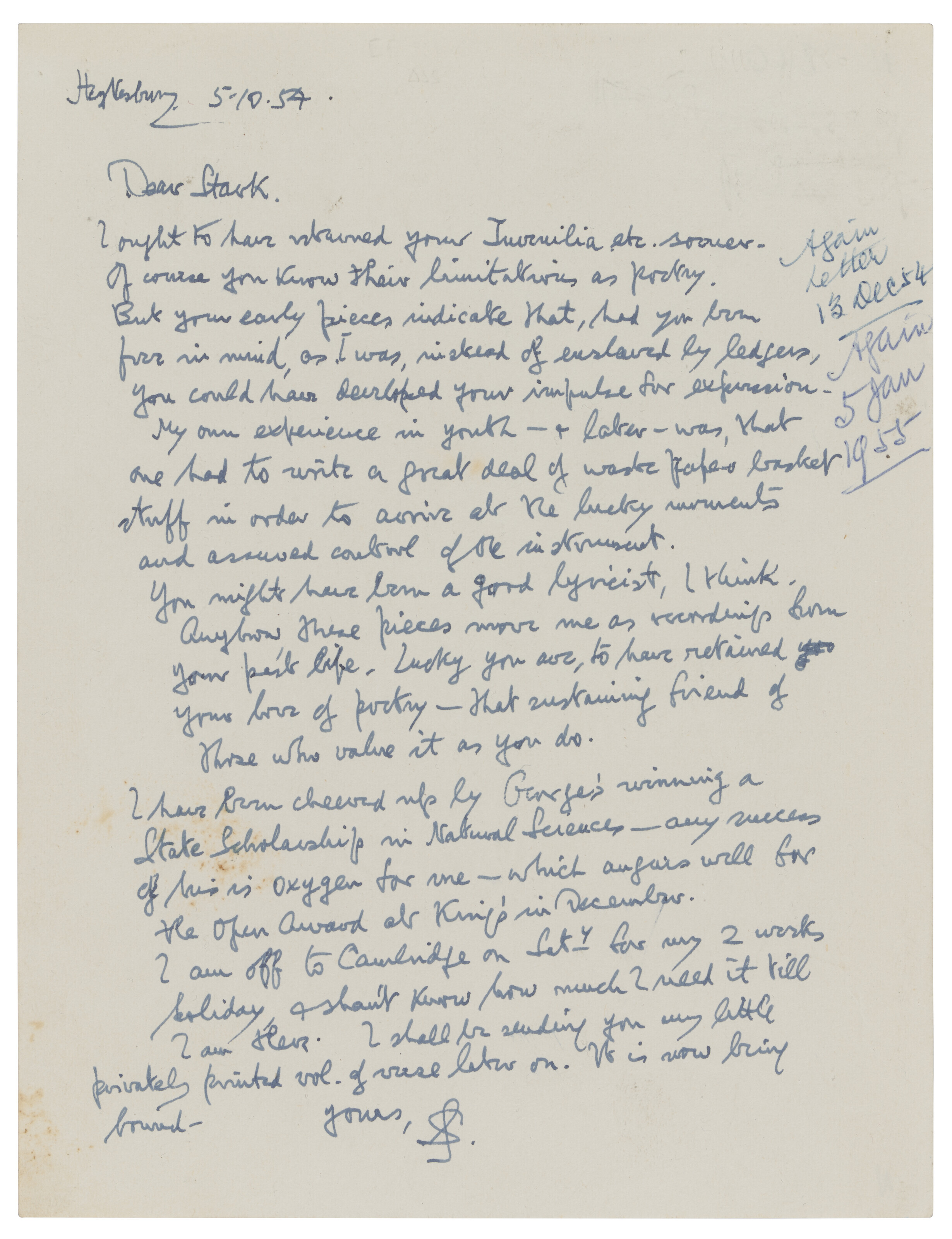 Siegfried Sassoon (1886-1967), Three autograph letters signed to J. A ...