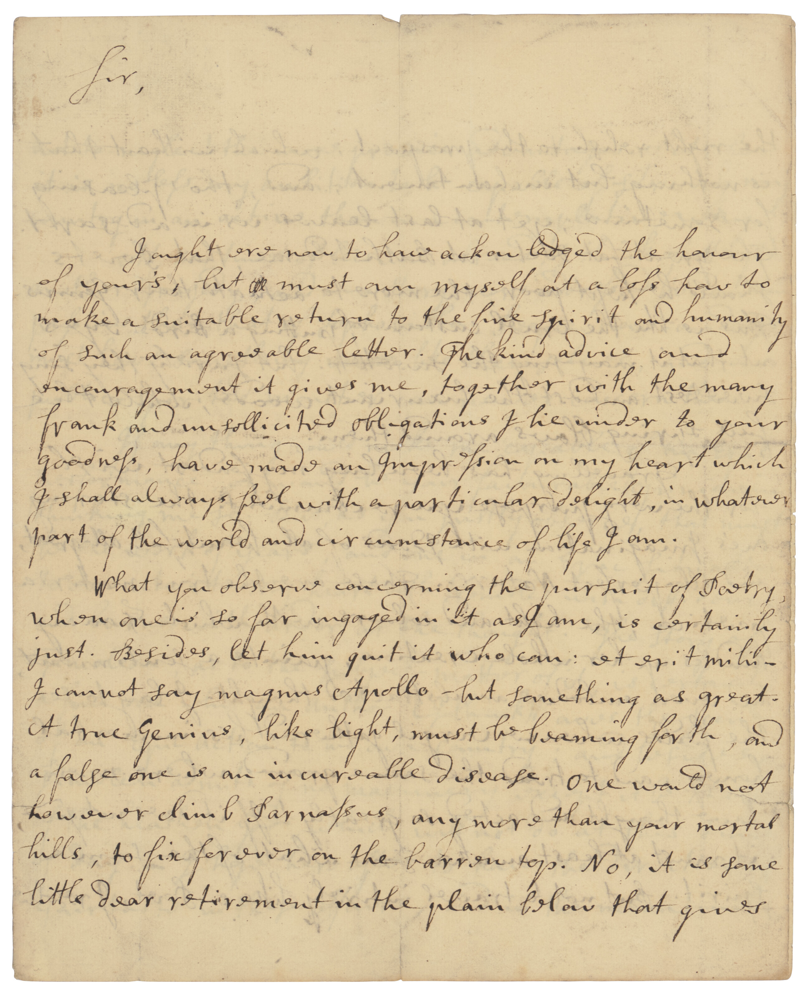 James Thomson (1700-1748), Autograph letter signed (‘James Thomson’) to [George Bubb Dodington ...