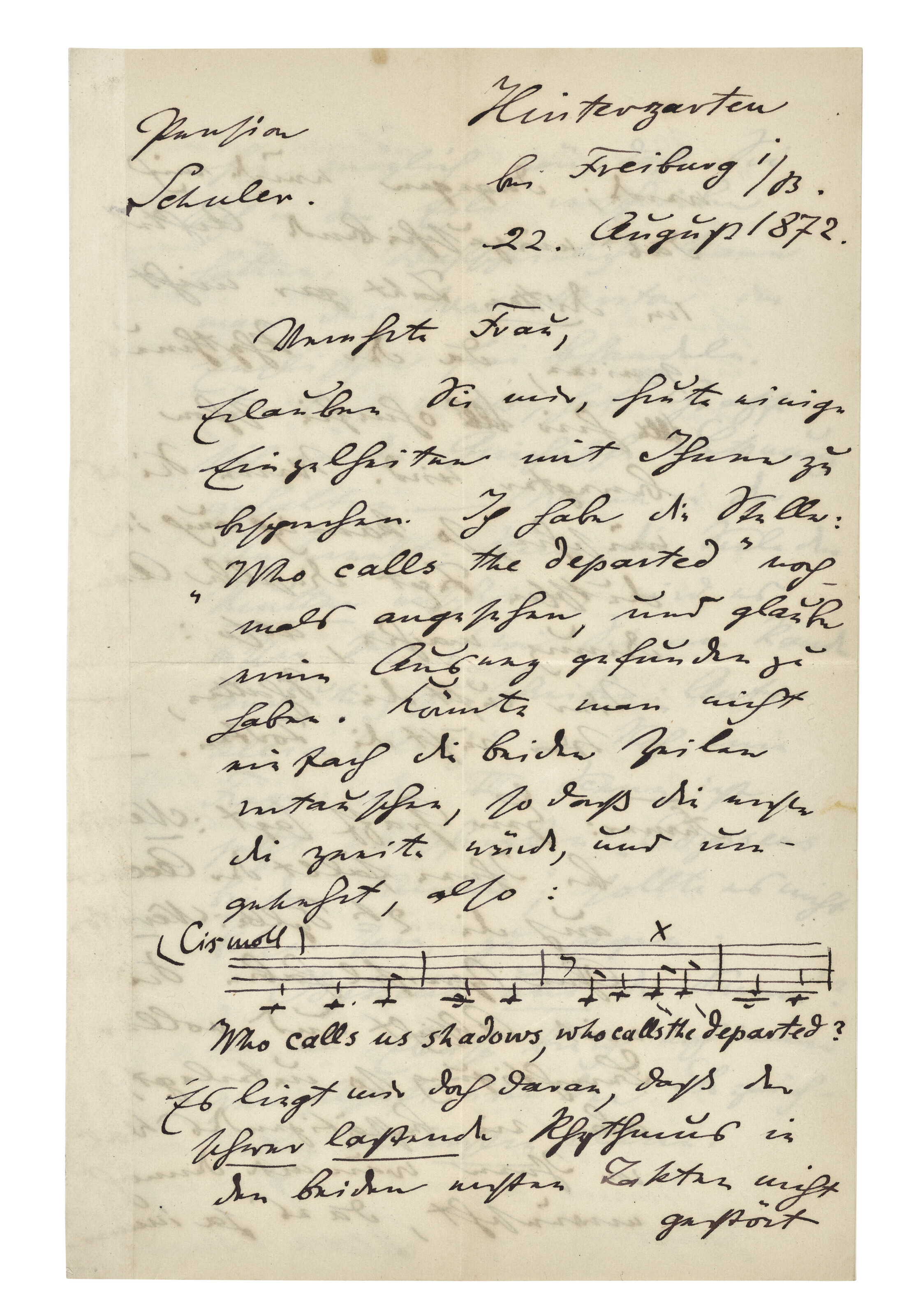 Max Bruch (1838-1920), Autograph letter signed (‘Max Bruch’) to an ...