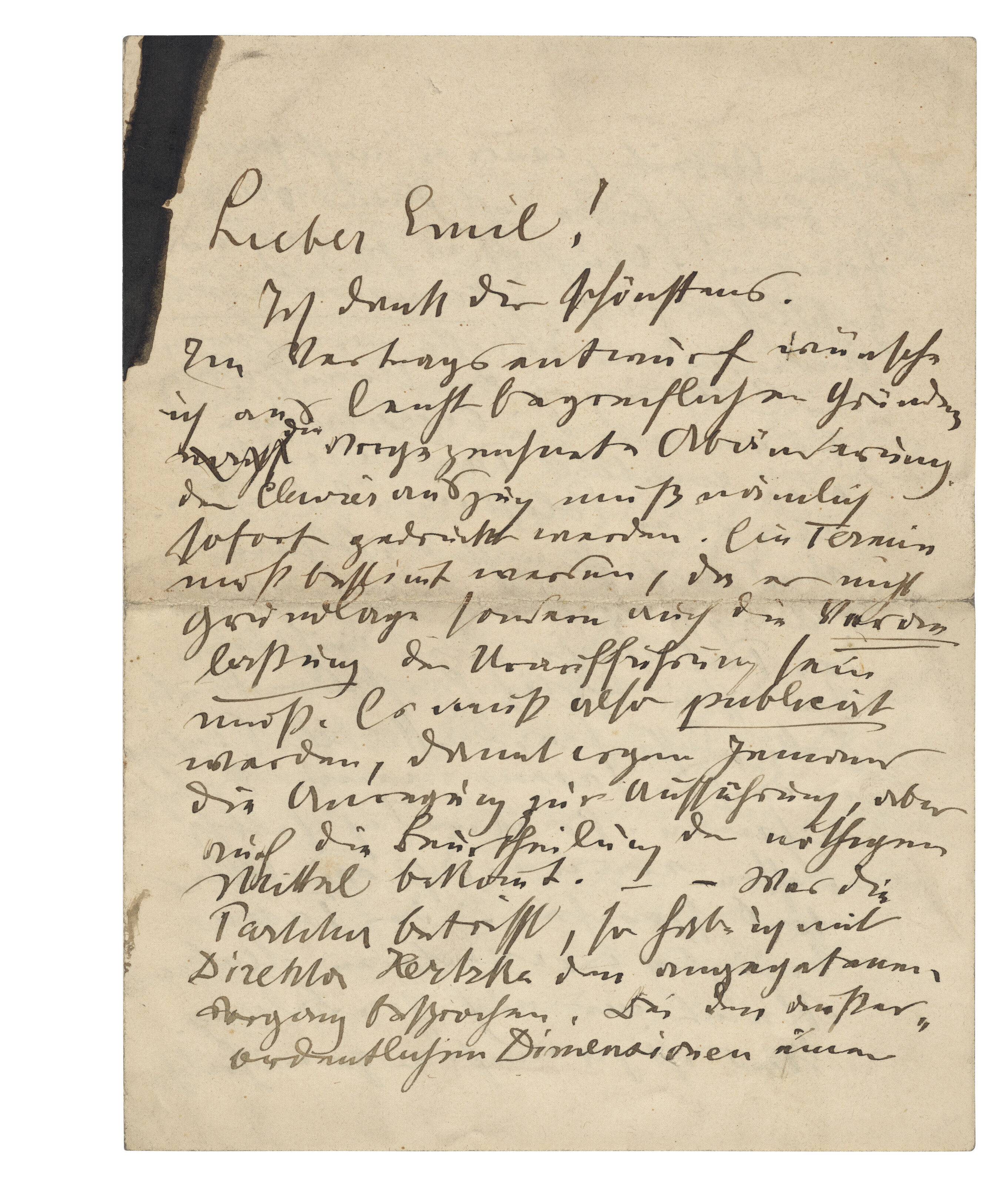 Gustav Mahler (1860-1911), Autograph letter signed (‘Gust. Mahler’) to ...