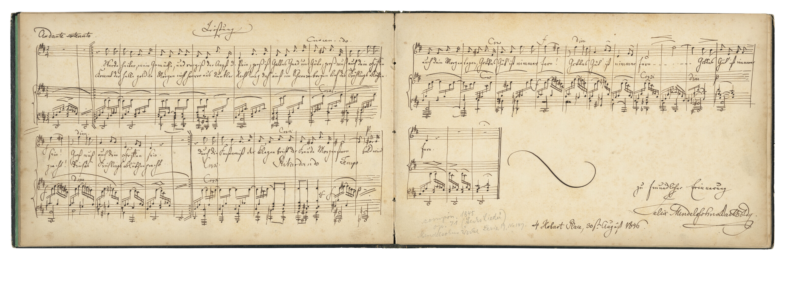 Felix Mendelssohn Bartholdy (1809-1847), Autograph music manuscript ...