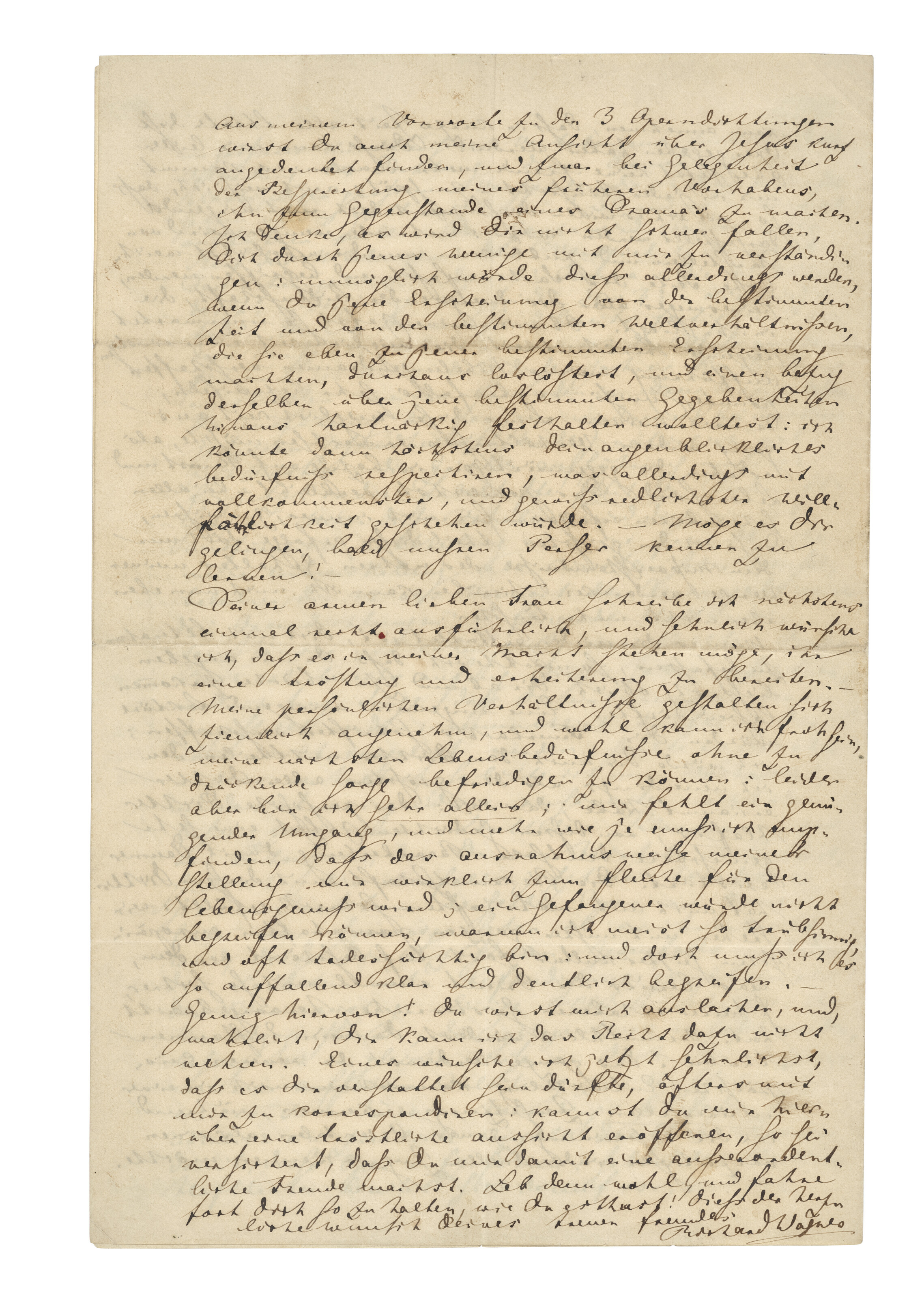Richard Wagner (1813-1883), Autograph letter signed ('Richard Wagner ...