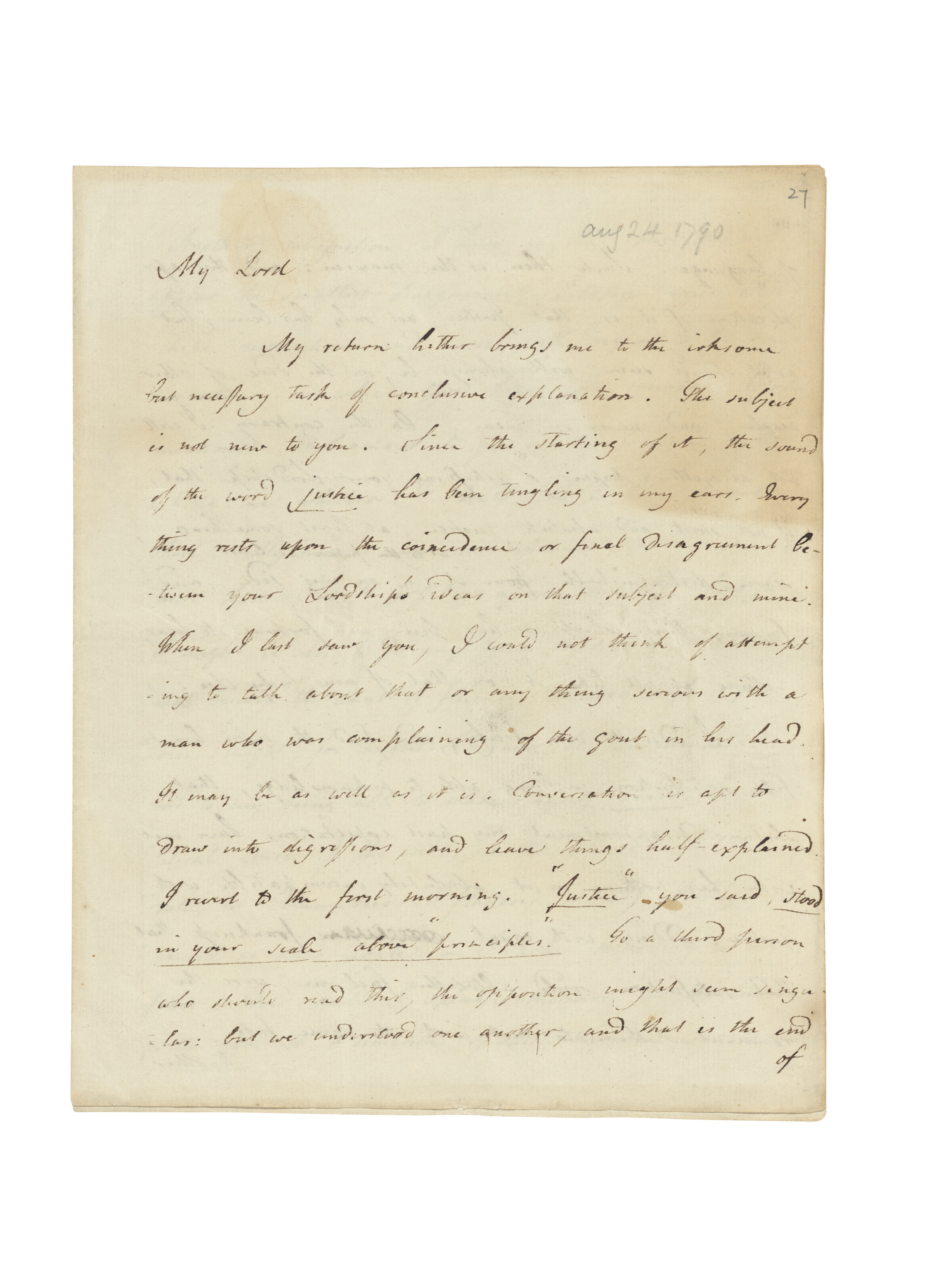 Jeremy Bentham (1748-1832), Autograph letter to [William Petty, 1st ...