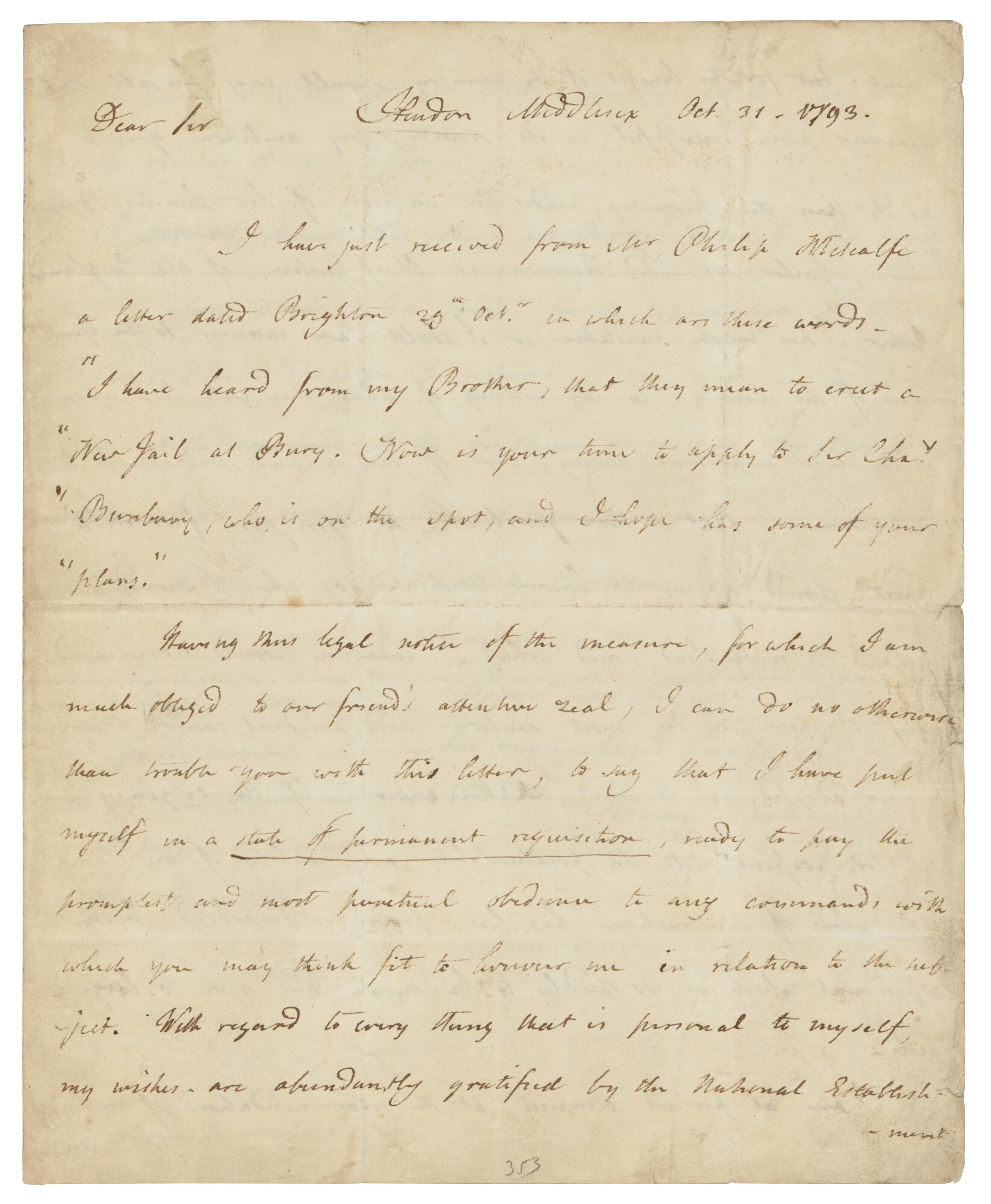 Jeremy Bentham (1748-1832), Autograph letter signed (‘Jeremy Bentham ...